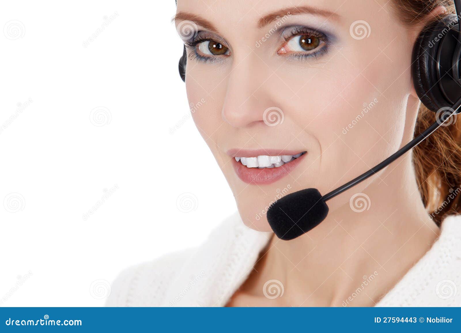 Cheerful Call Center Operator Stock Image - Image of communication ...