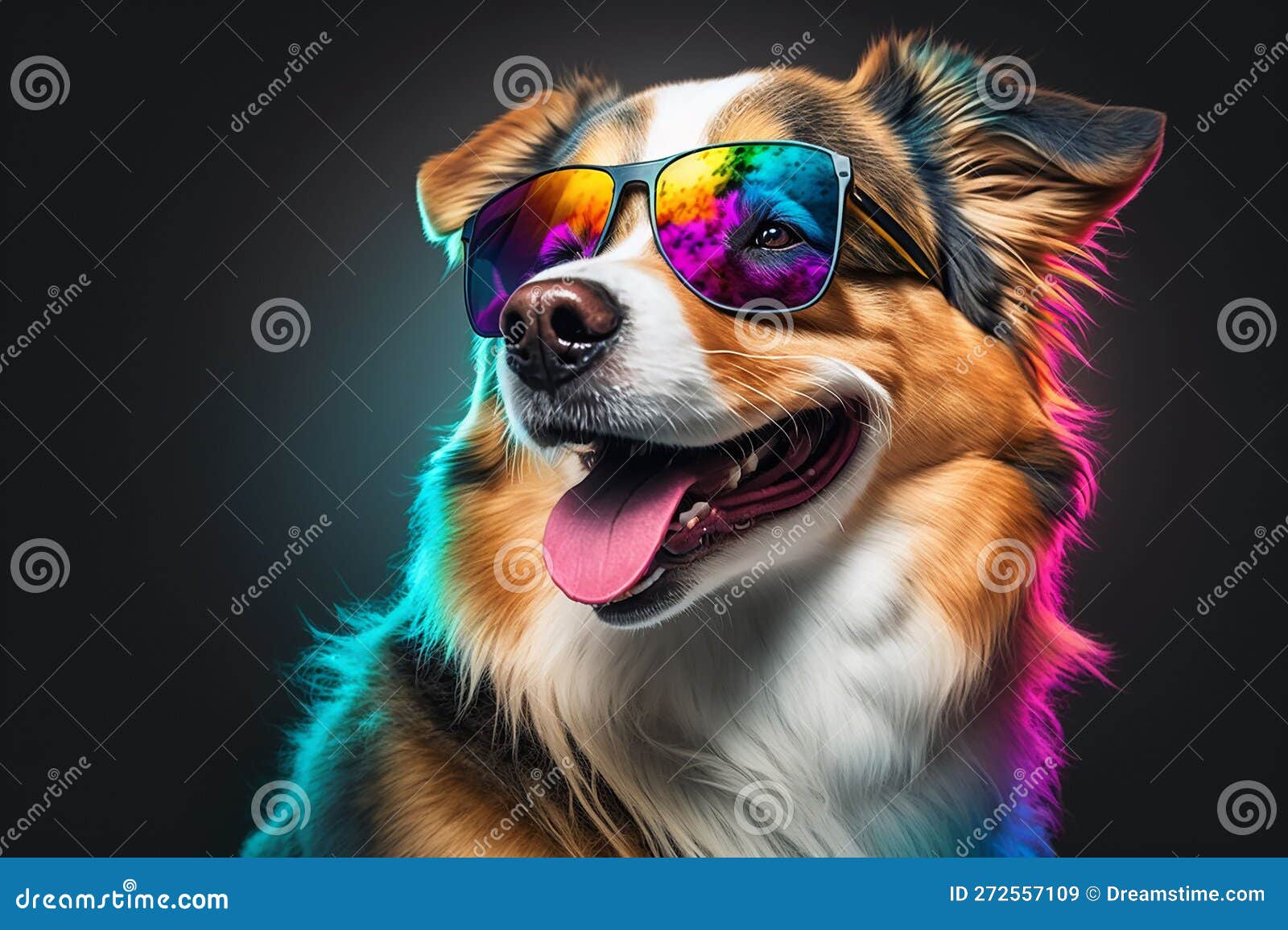 A Cheerful Canine Donning Shades Shone Brightly On A Studio Backdrop ...