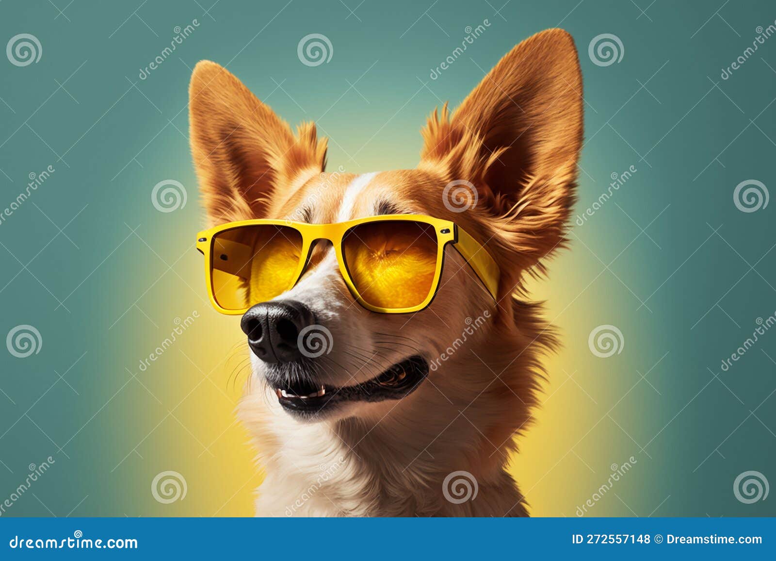 A Cheerful Canine Donning Shades Shone Brightly On A Studio Backdrop ...
