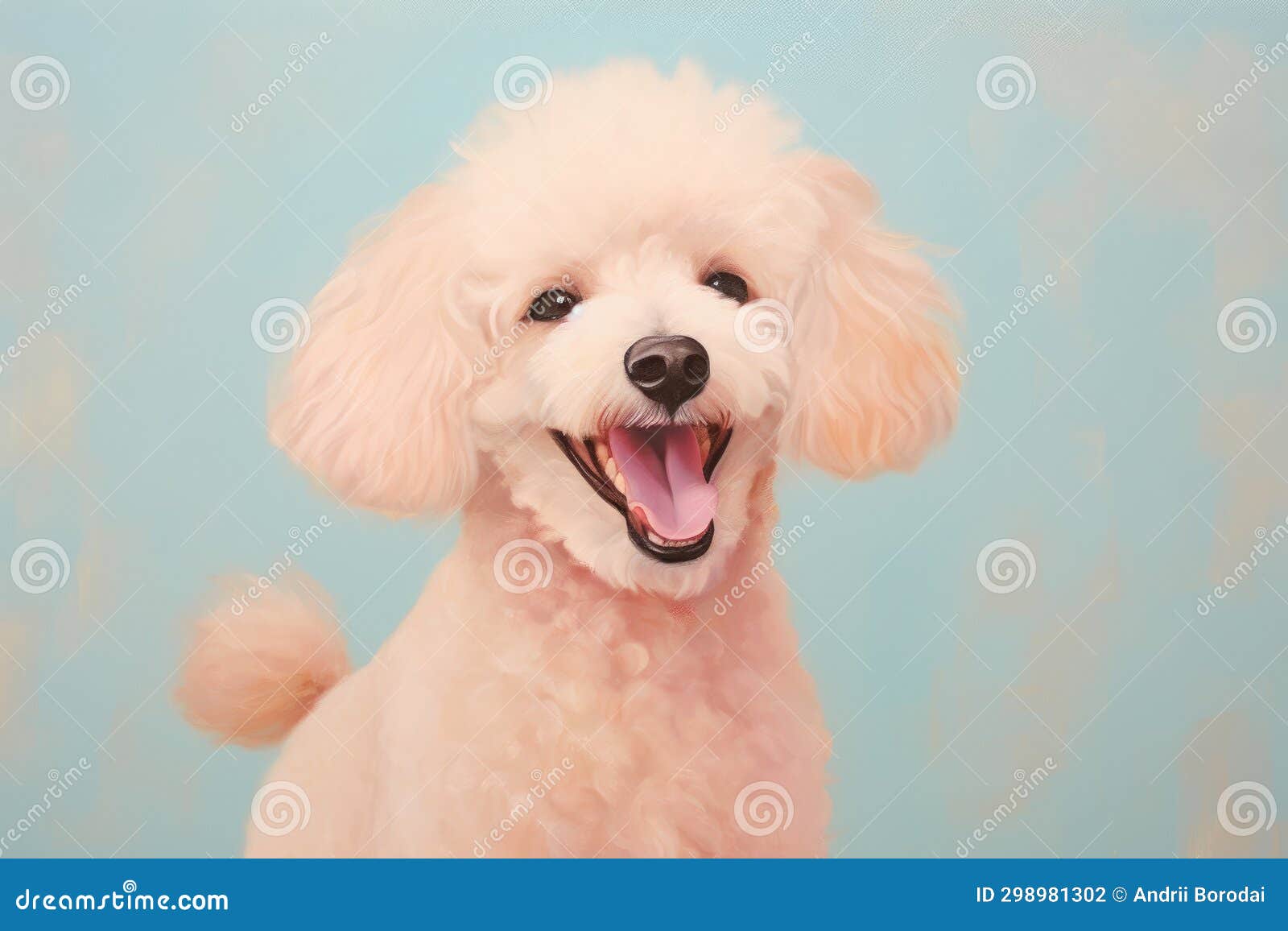 Cheerful Canine: Poodle Smiles in Pastel Setting. Stock Illustration ...