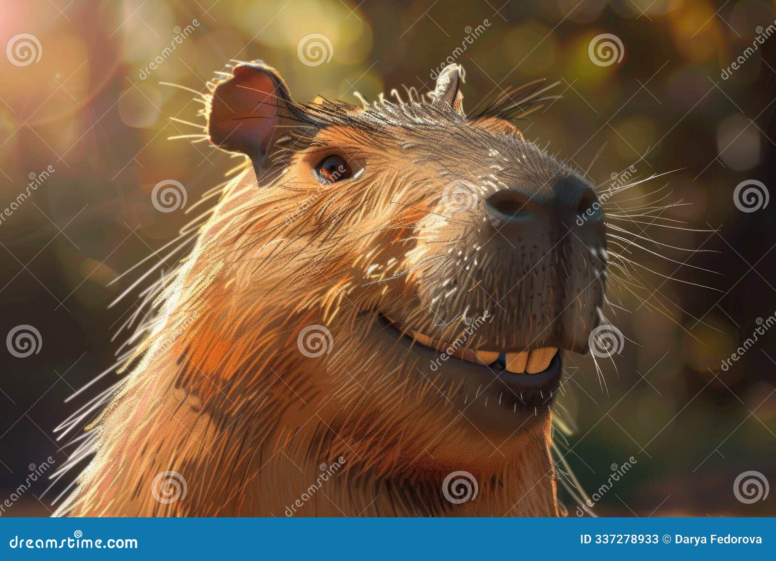 Cheerful Capybara in Sunlit Forest Background Stock Image - Image of ...