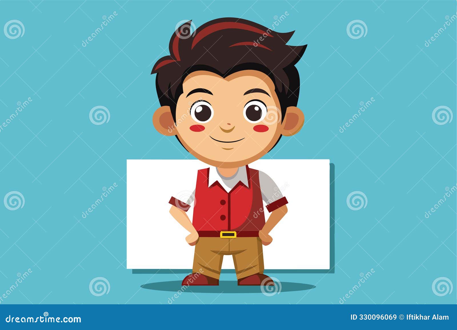 A Cheerful Cartoon Character Stands Confidently on a Blank Canvas ...