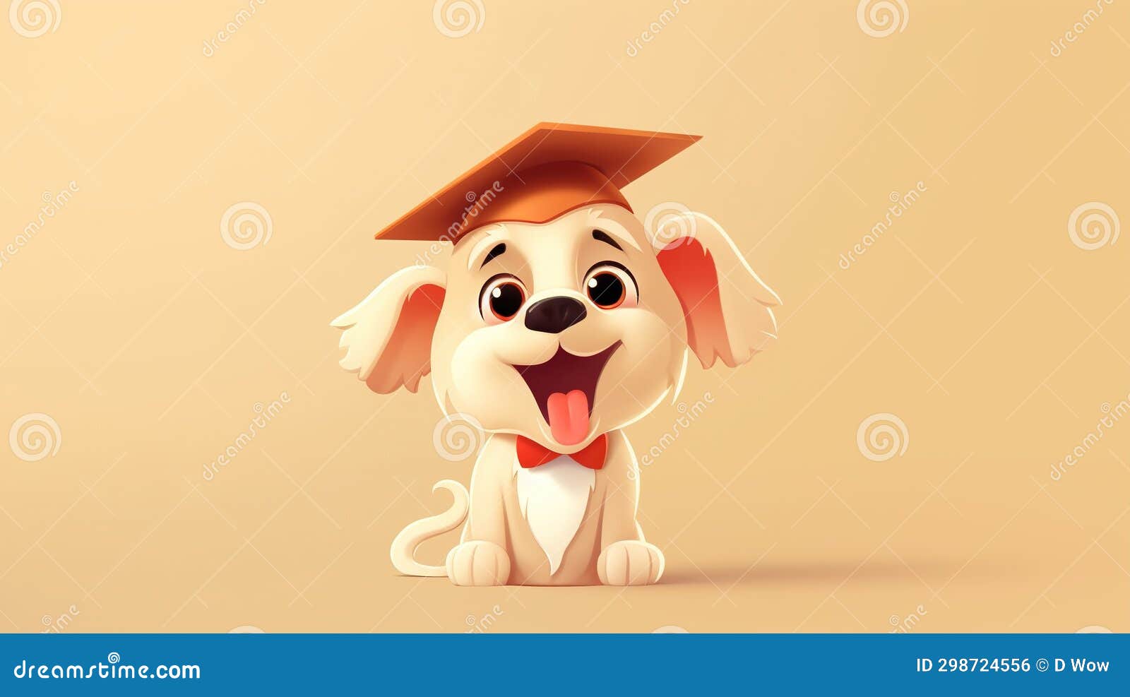 Cheerful Cartoon Dog in a Graduation Cap. Stock Illustration ...