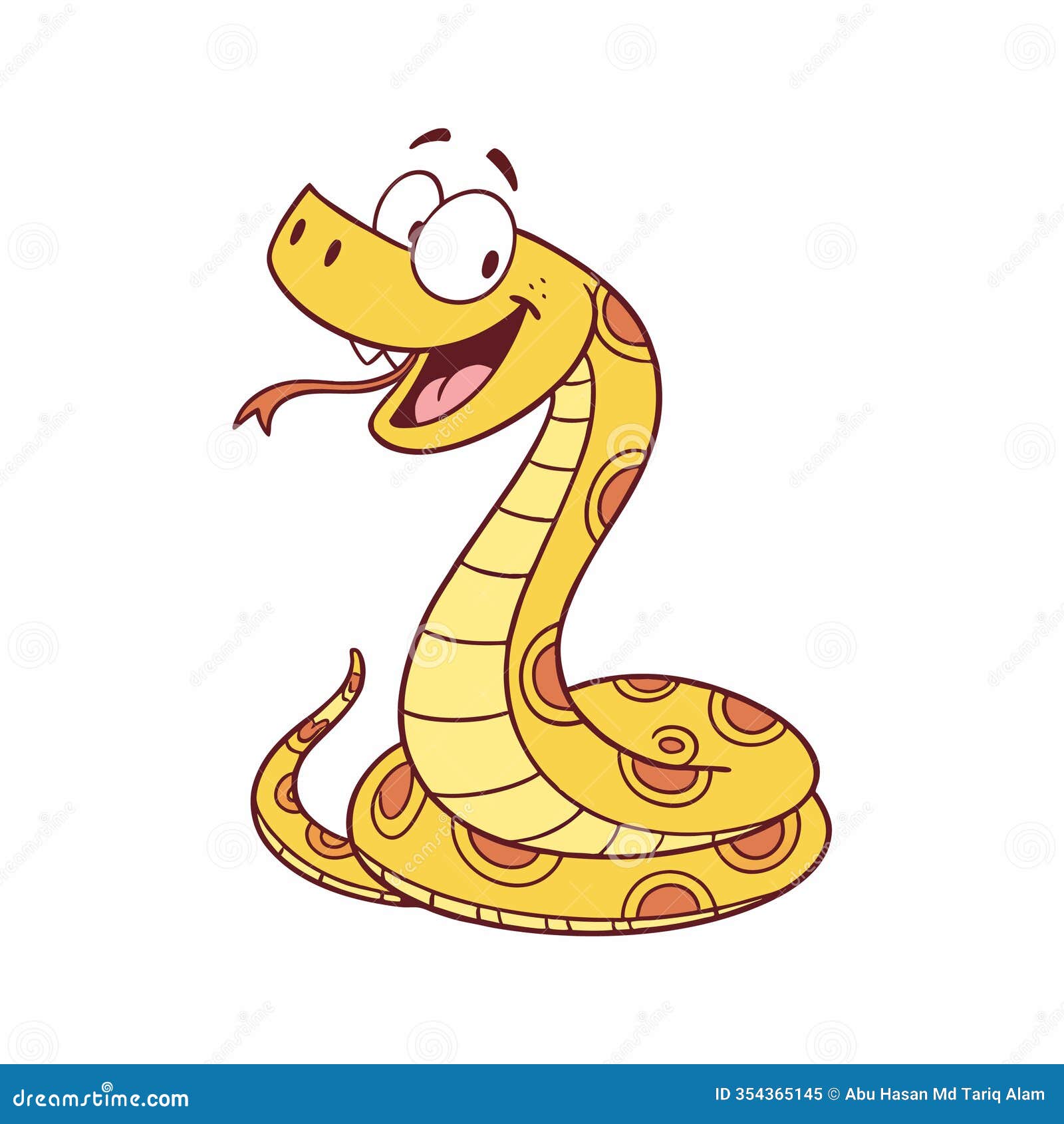 Cheerful Cartoon Snake Illustration with a Happy Expression Stock ...