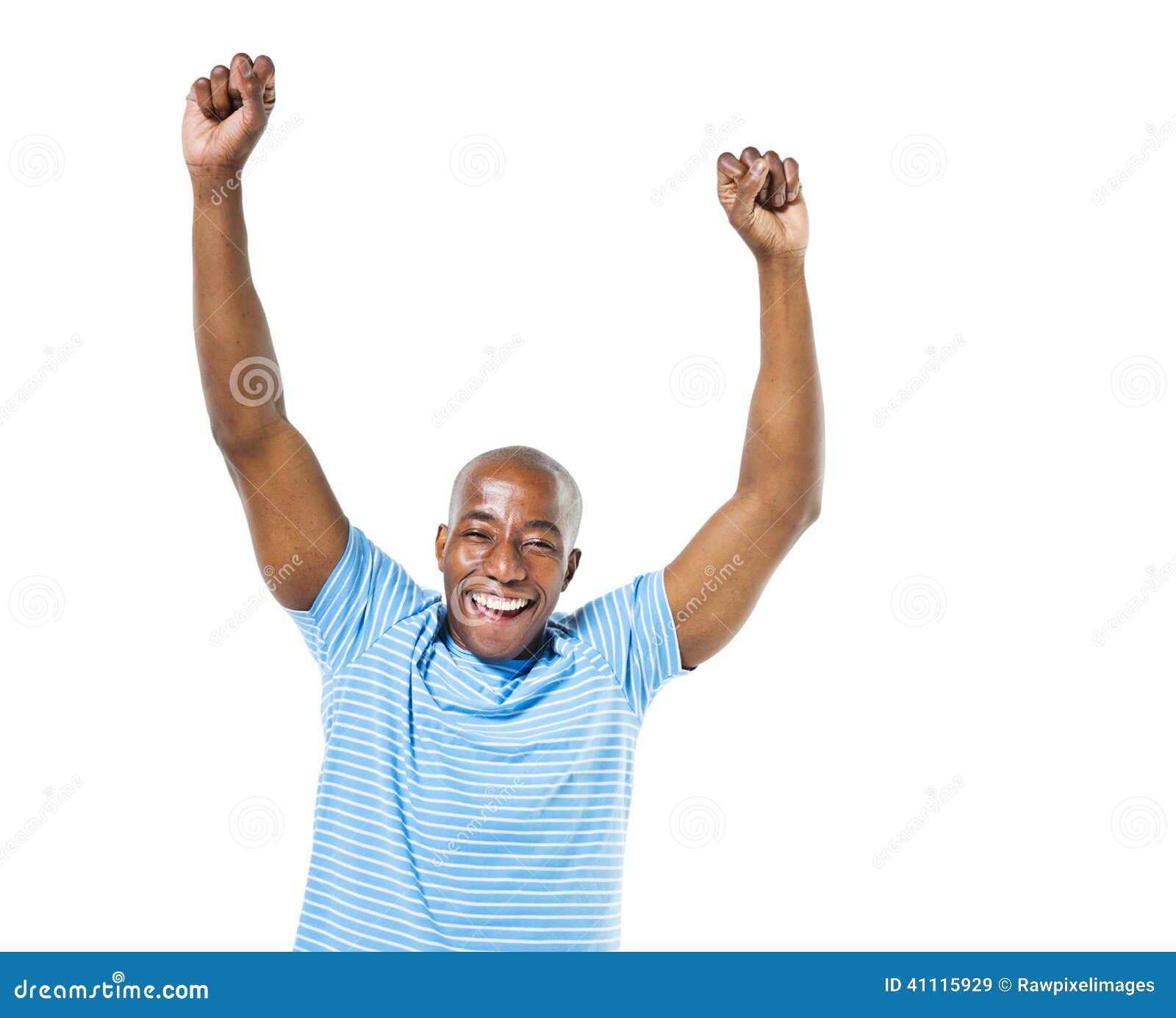 Cheerful Casual African Man Celebrating Stock Image - Image of alive ...