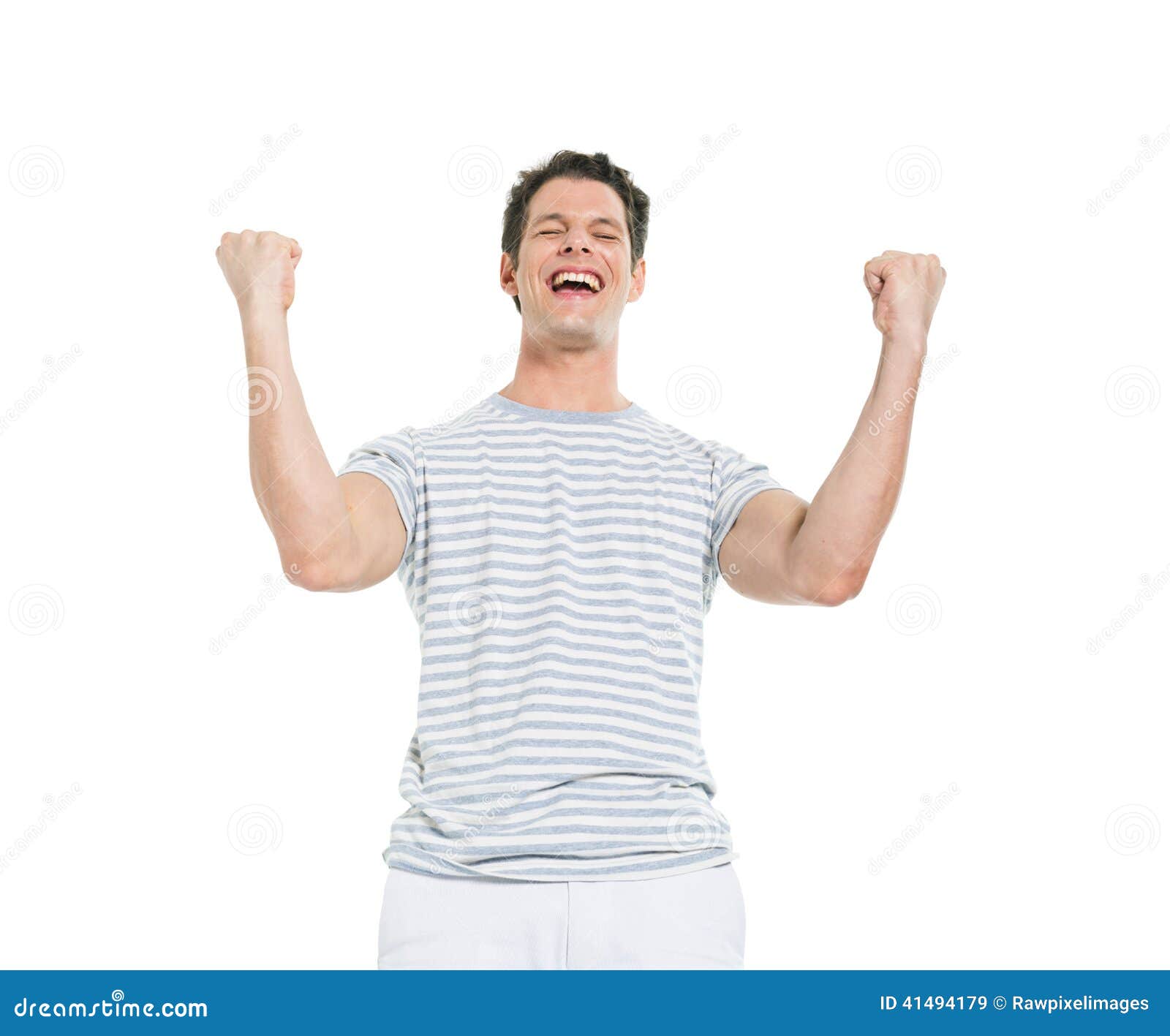 Cheerful Casual Man Celebrating Victory Stock Image - Image of ...