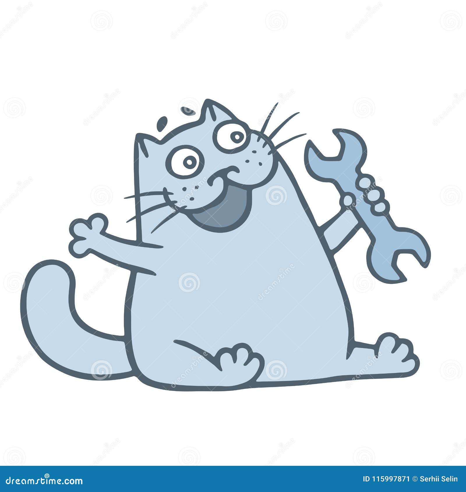 Cheerful Cat Sells a Wrench. Vector Illustration Stock Vector ...