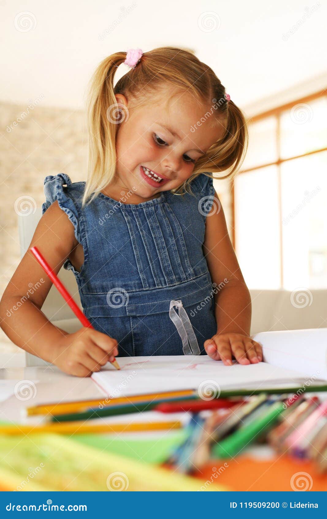 Caucasian Girl Taking Notes. Stock Photo - Image of home, homework ...
