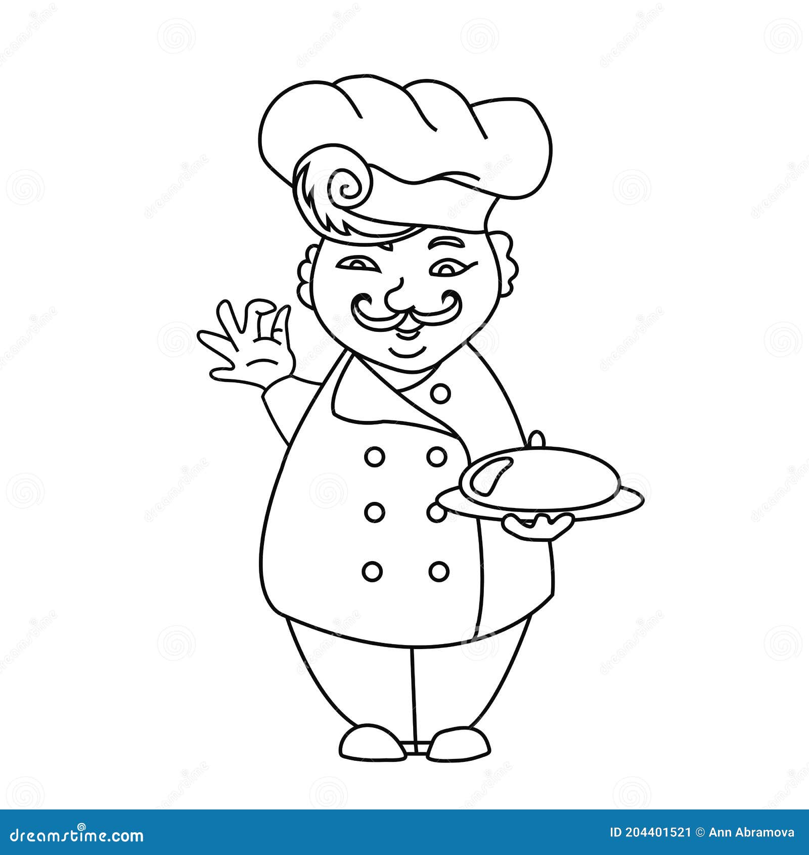 Cheerful Chef with a Dish. Cooking Illustration for Signboard Menu of ...