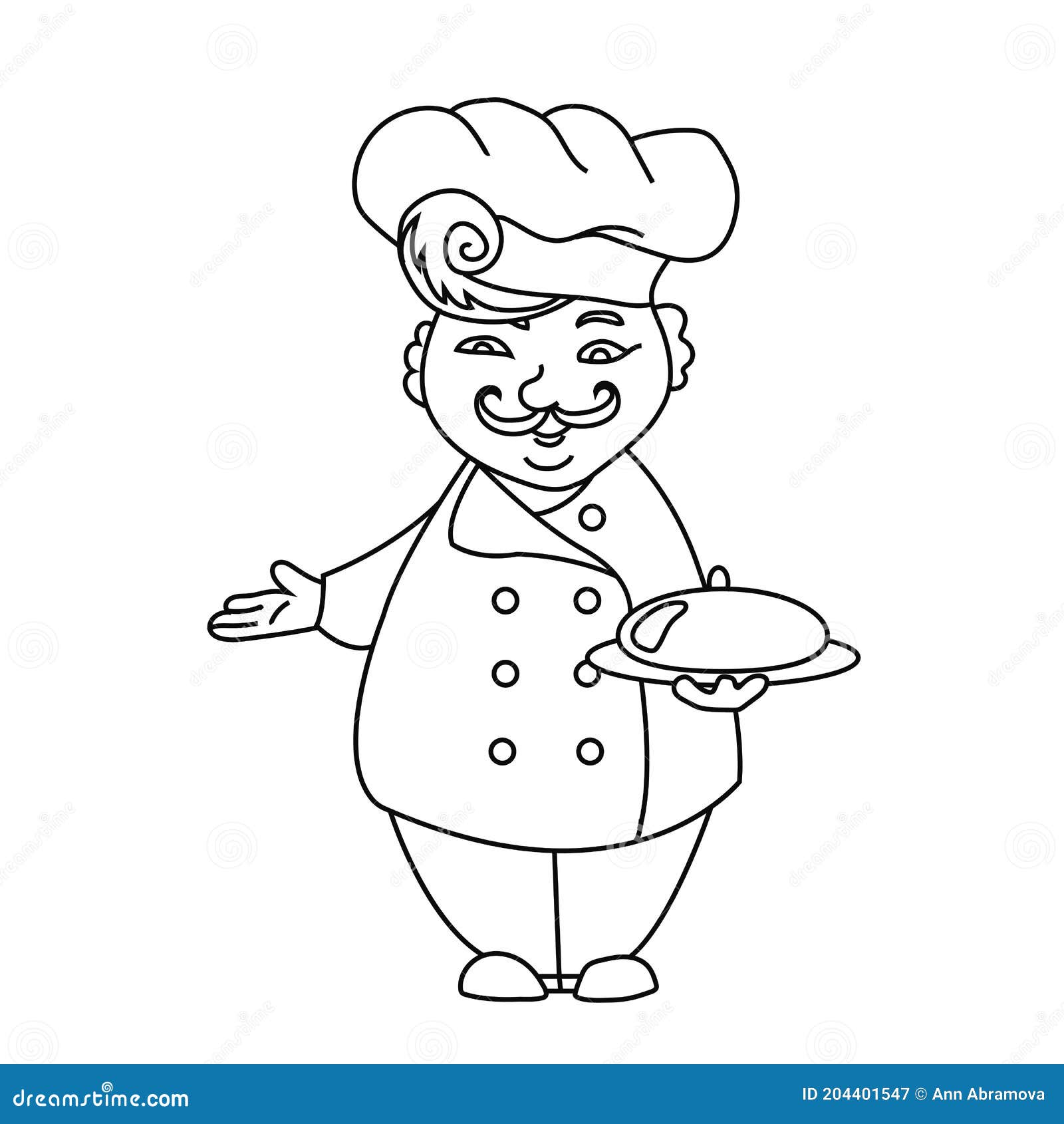 Cheerful Chef with a Dish. Cooking Illustration for Signboard Menu of ...