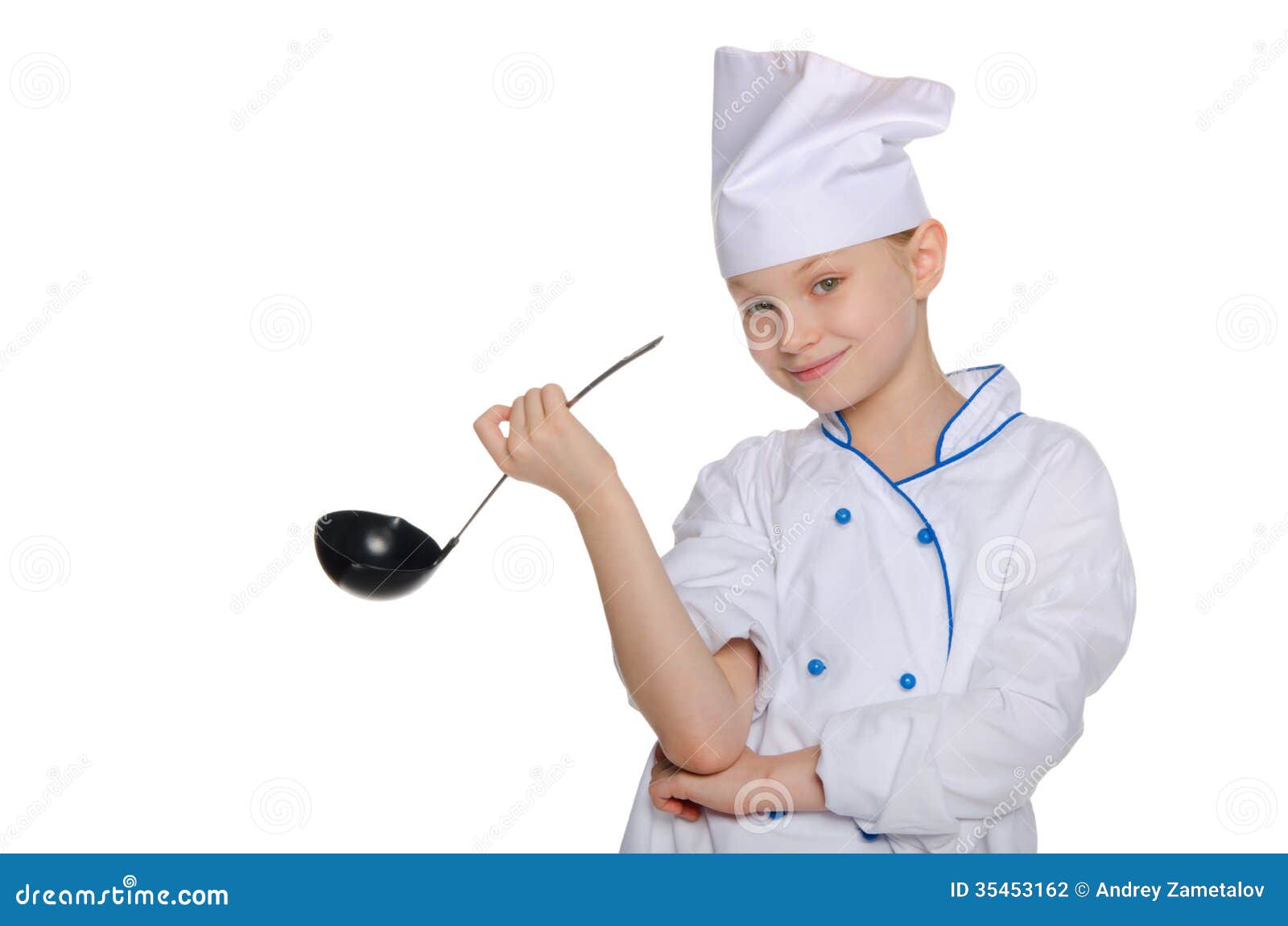 Cheerful chef with ladle stock photo. Image of tasting - 35453162