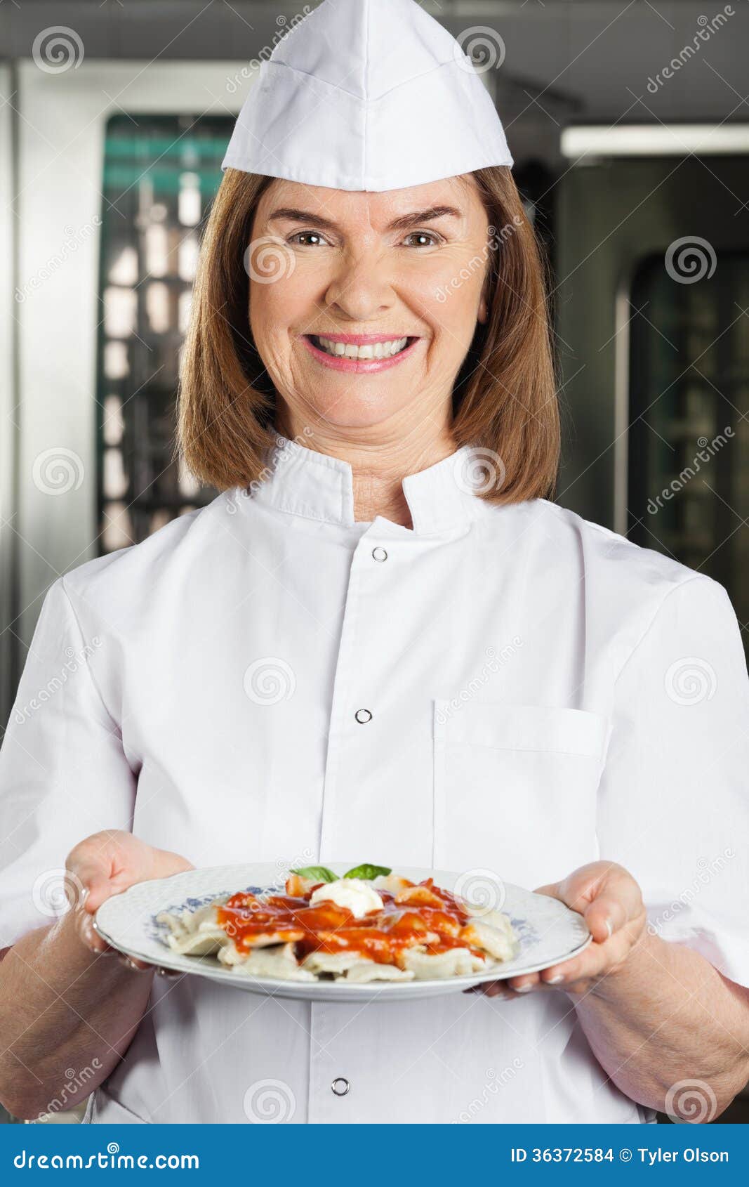 Cheerful Chef Presenting Dish Stock Photo - Image of food, cook: 36372584