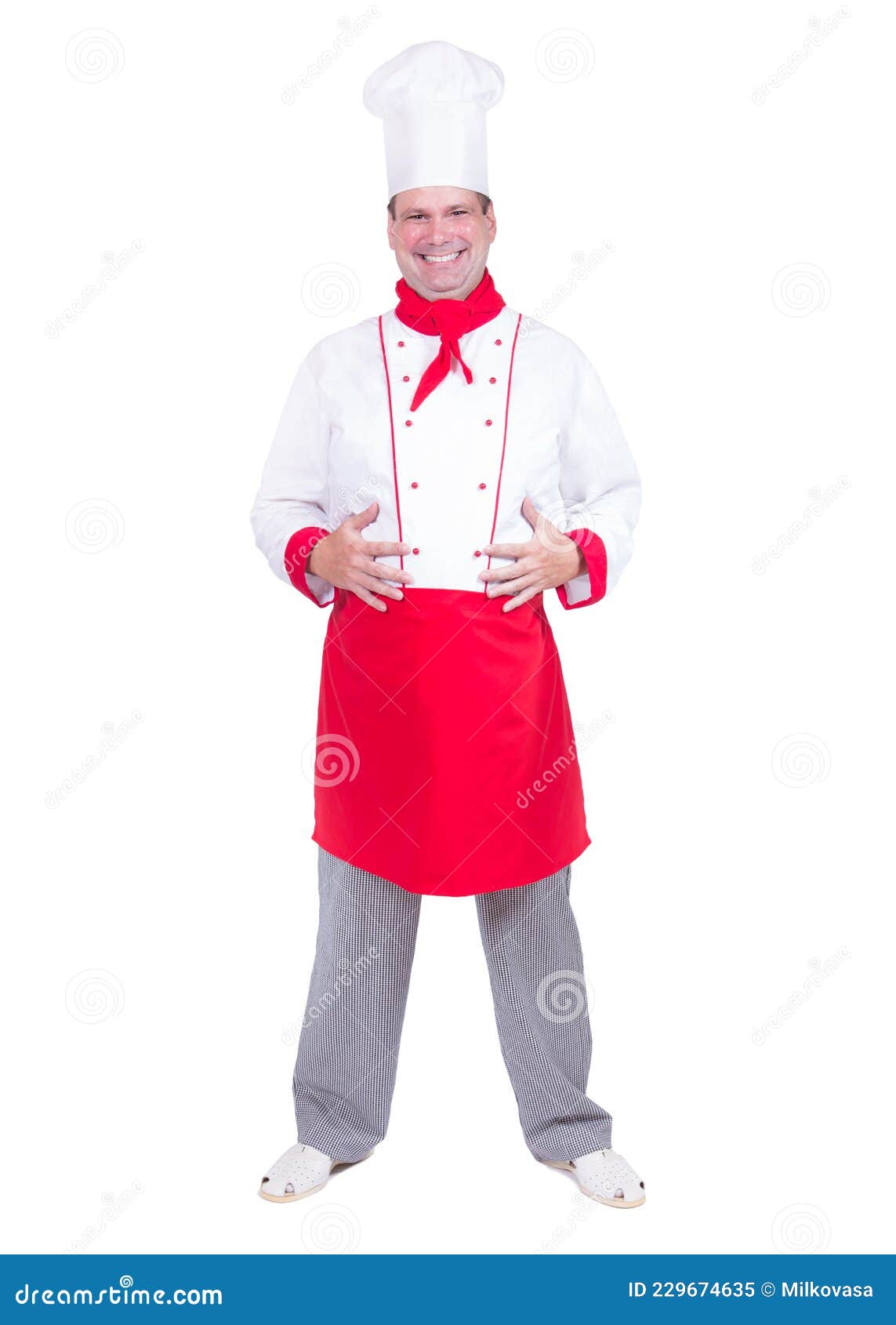 A Cheerful Chef Standing Isolated on White Background Stock Image ...