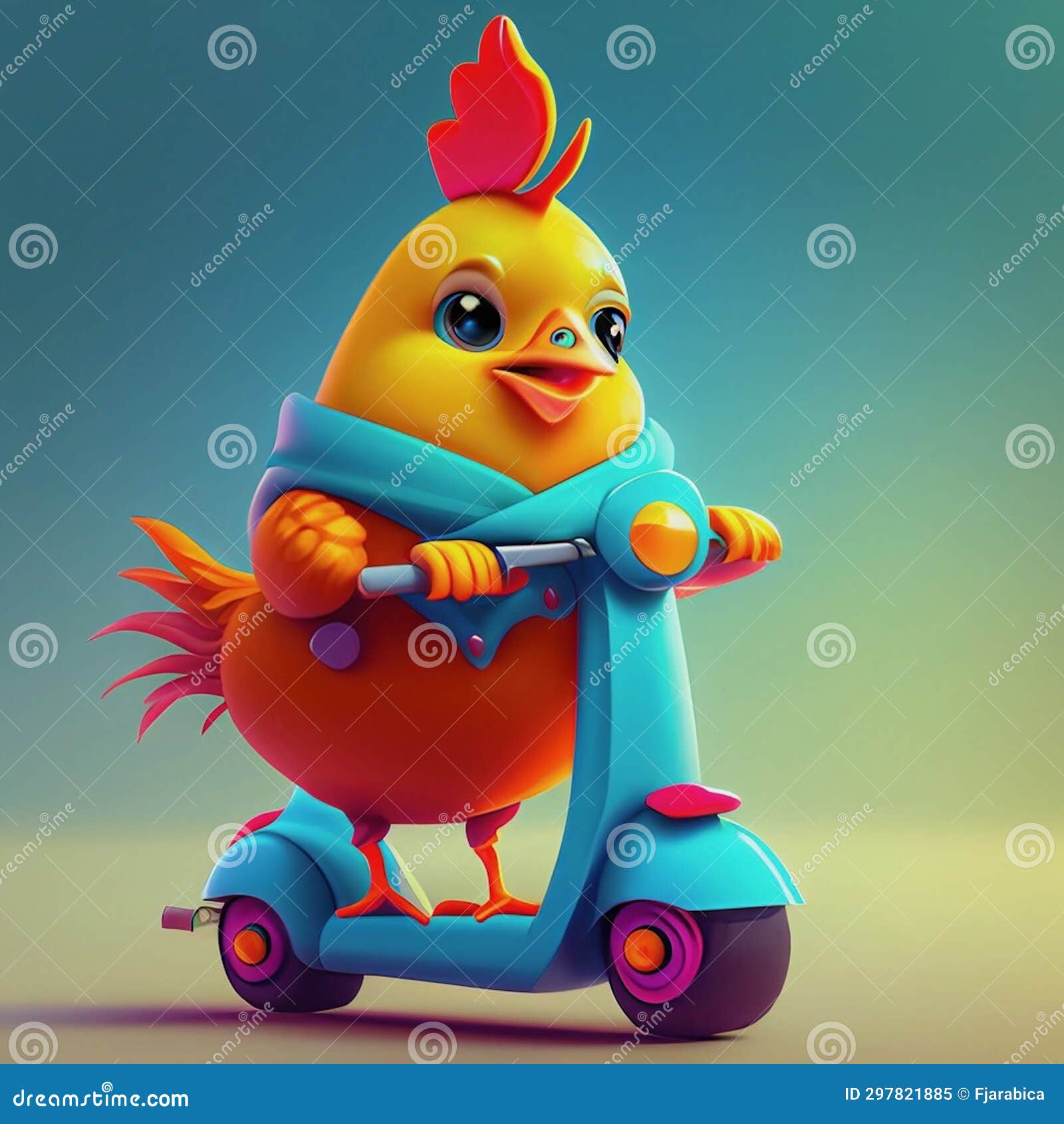 Cheerful Chicken on a Scooter Stock Illustration - Illustration of ...