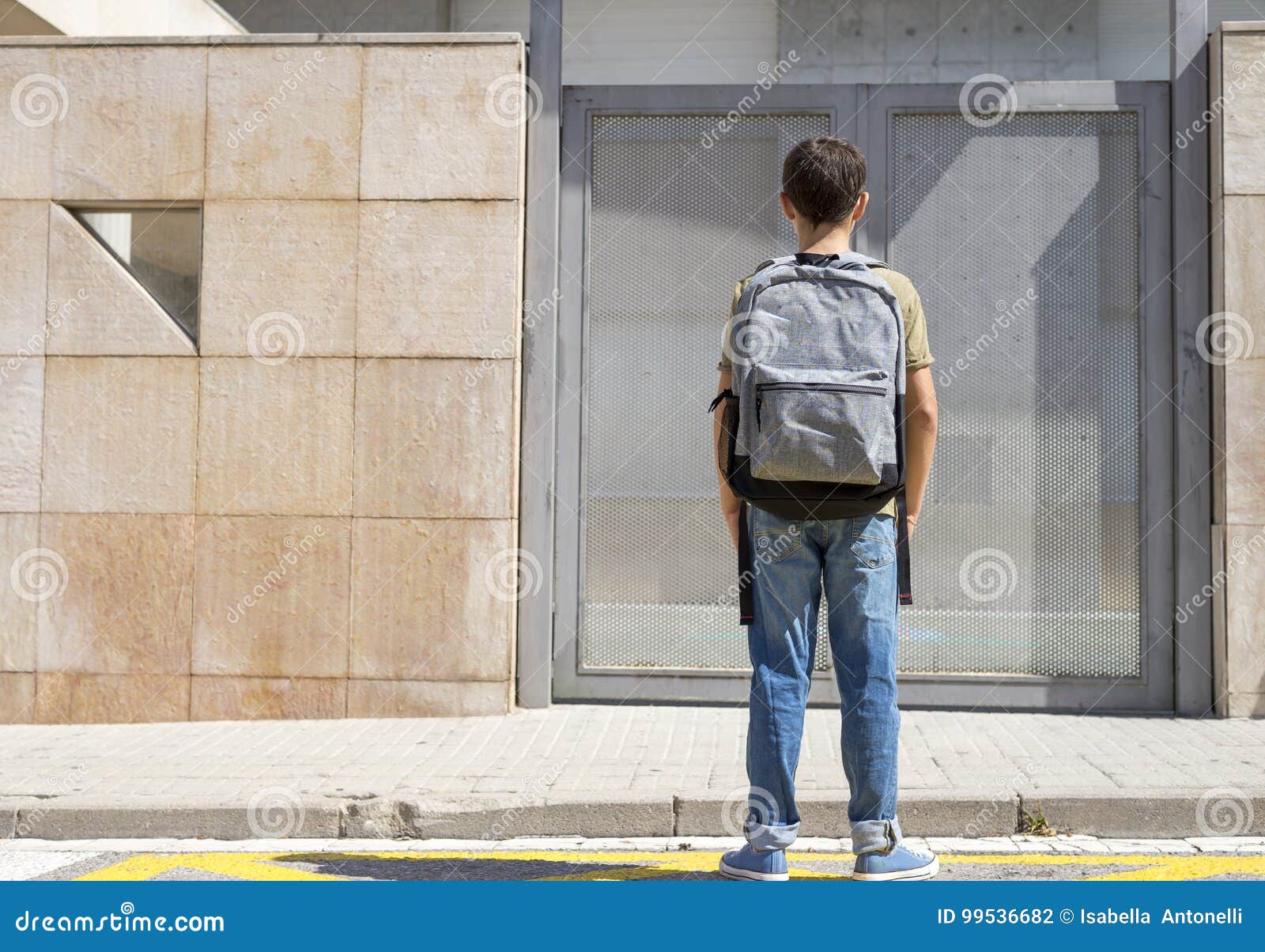 Cheerful Child Carrying His Backpack Stock Photo - Image of happy ...