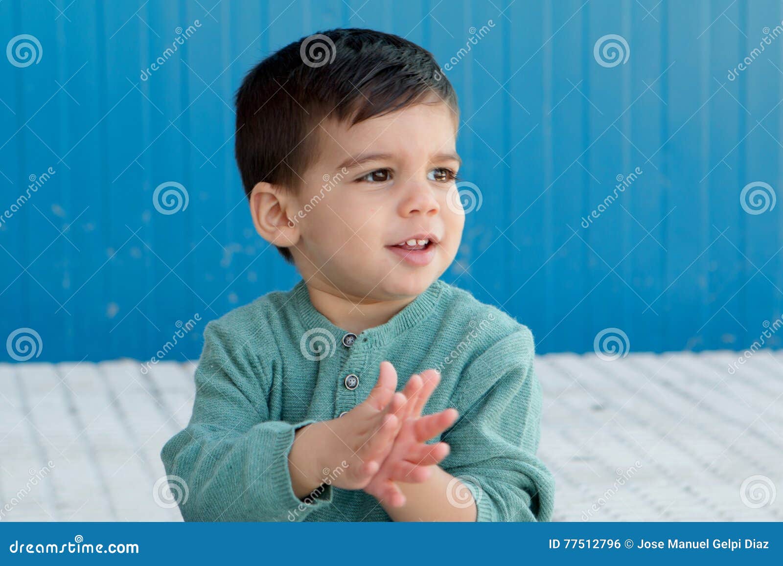 Cheerful Child Playing Palms on the Street Stock Photo - Image of ...