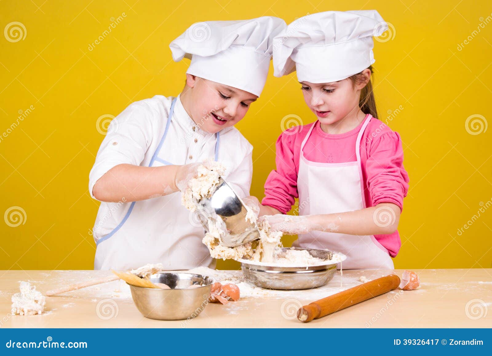 Cheerful Children Cook Pizza Stock Image - Image of happiness, happy ...