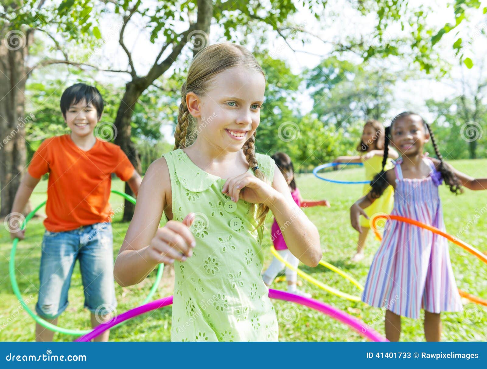 Cheerful Children Playing in a Park Stock Image - Image of girls ...