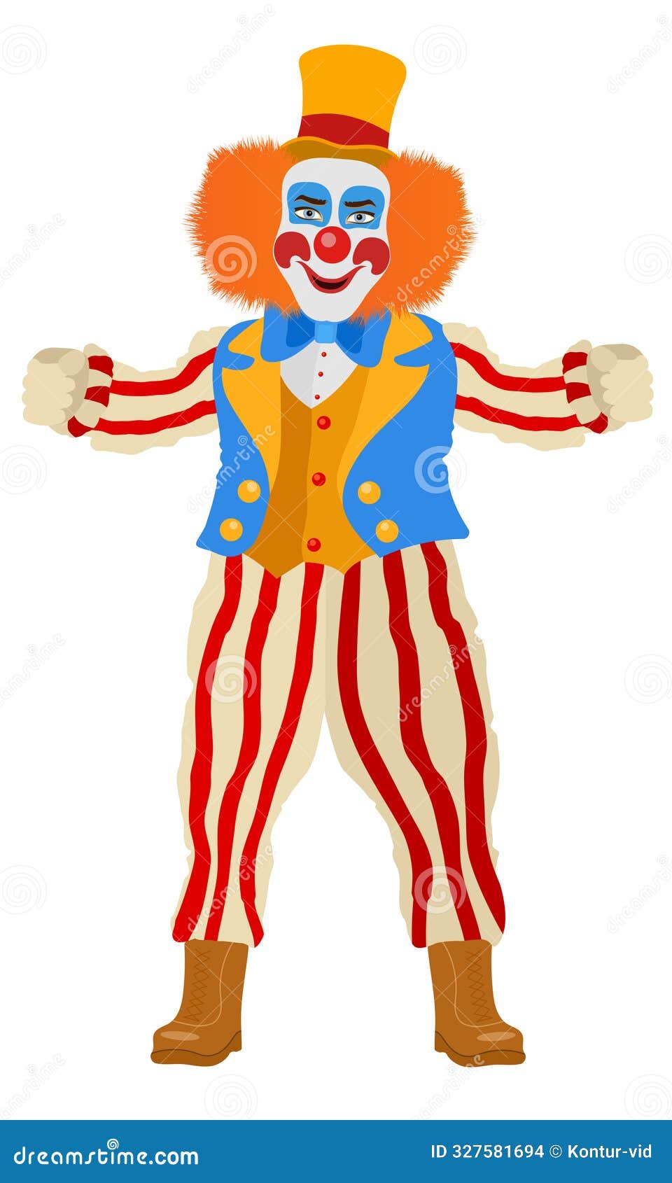 Cheerful Clown Actor And Circus Character Flat Style Vector ...