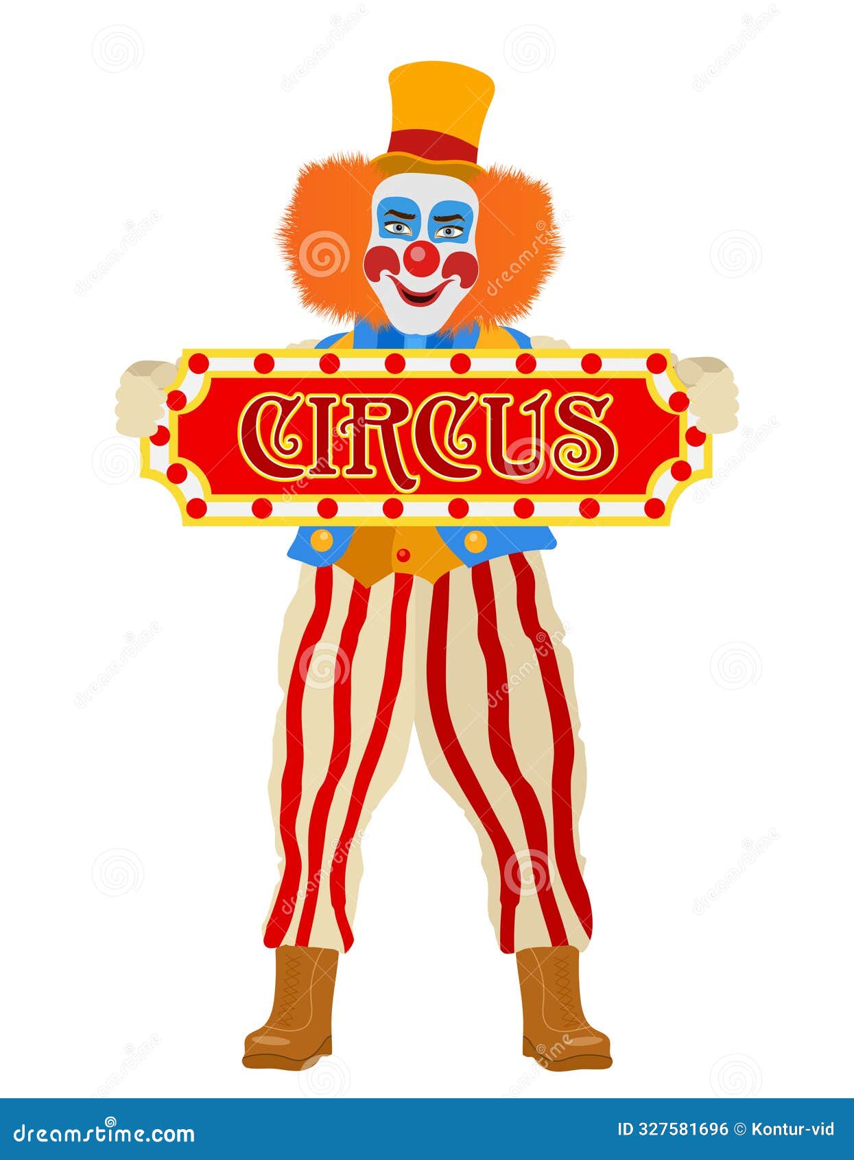 Cheerful Clown Actor And Circus Character Flat Style Vector ...