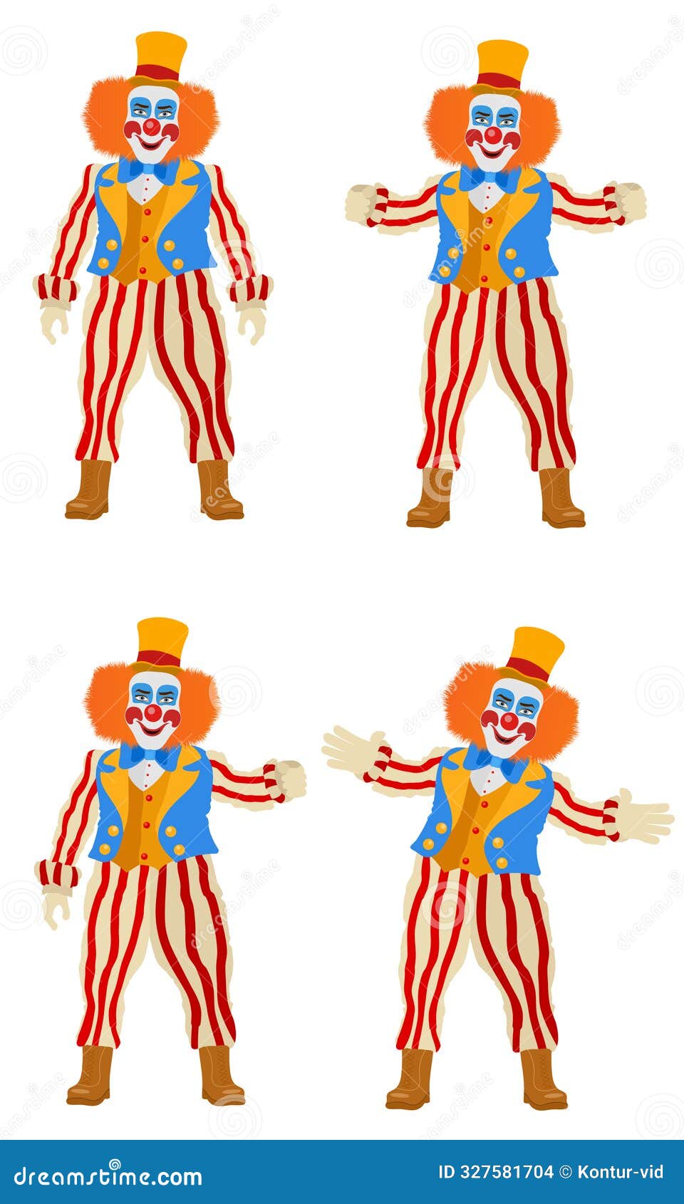Cheerful Clown Actor And Circus Character Flat Style Vector ...