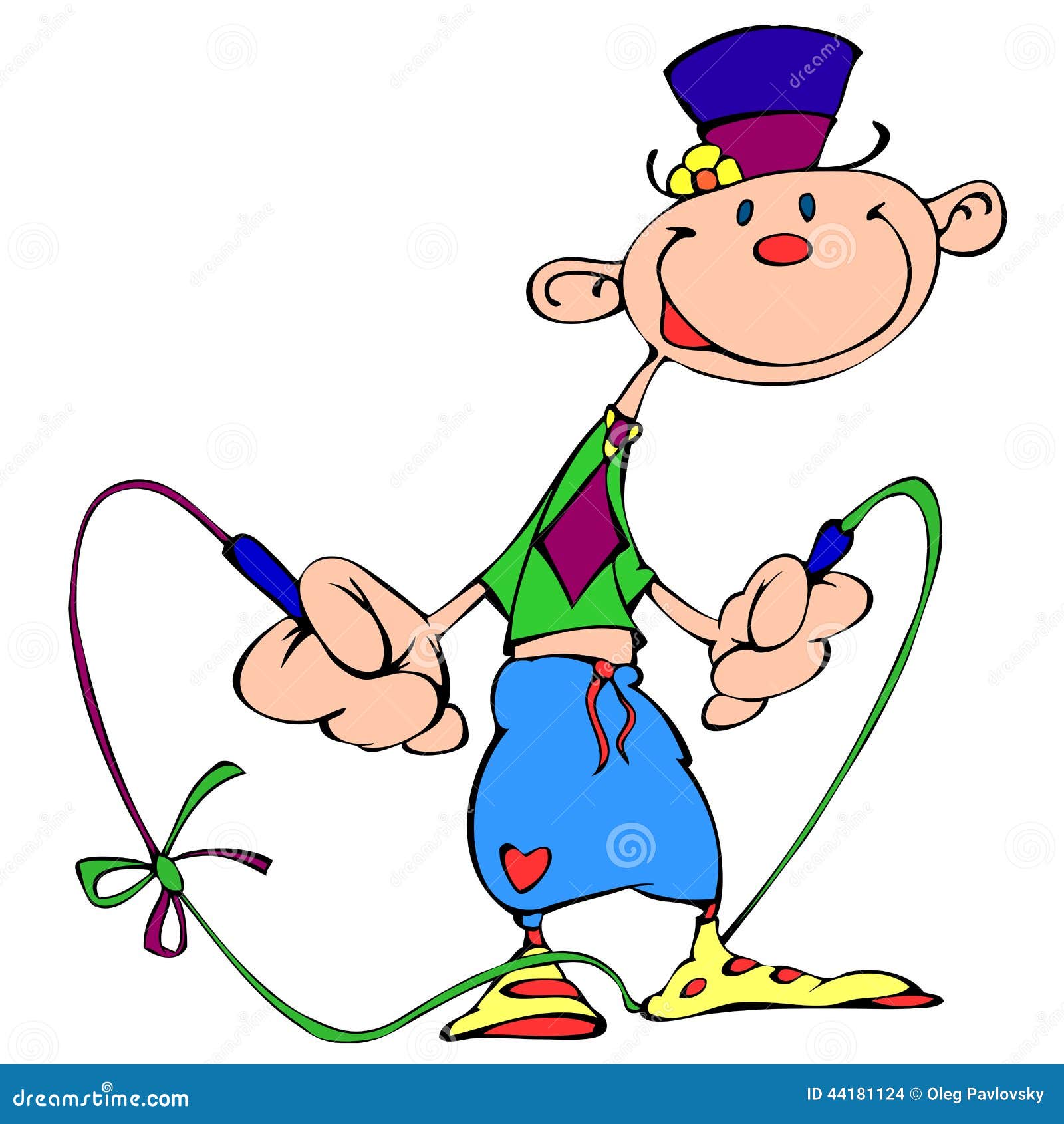 Cheerful Clown with a Skipping Rope Stock Vector - Illustration of ...
