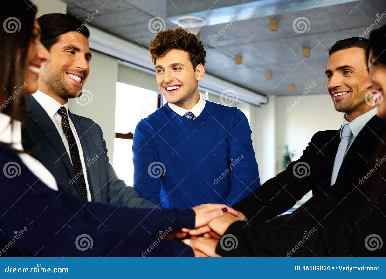 Cheerful Co-workers Making Pile of Hands Stock Photo - Image of palm ...