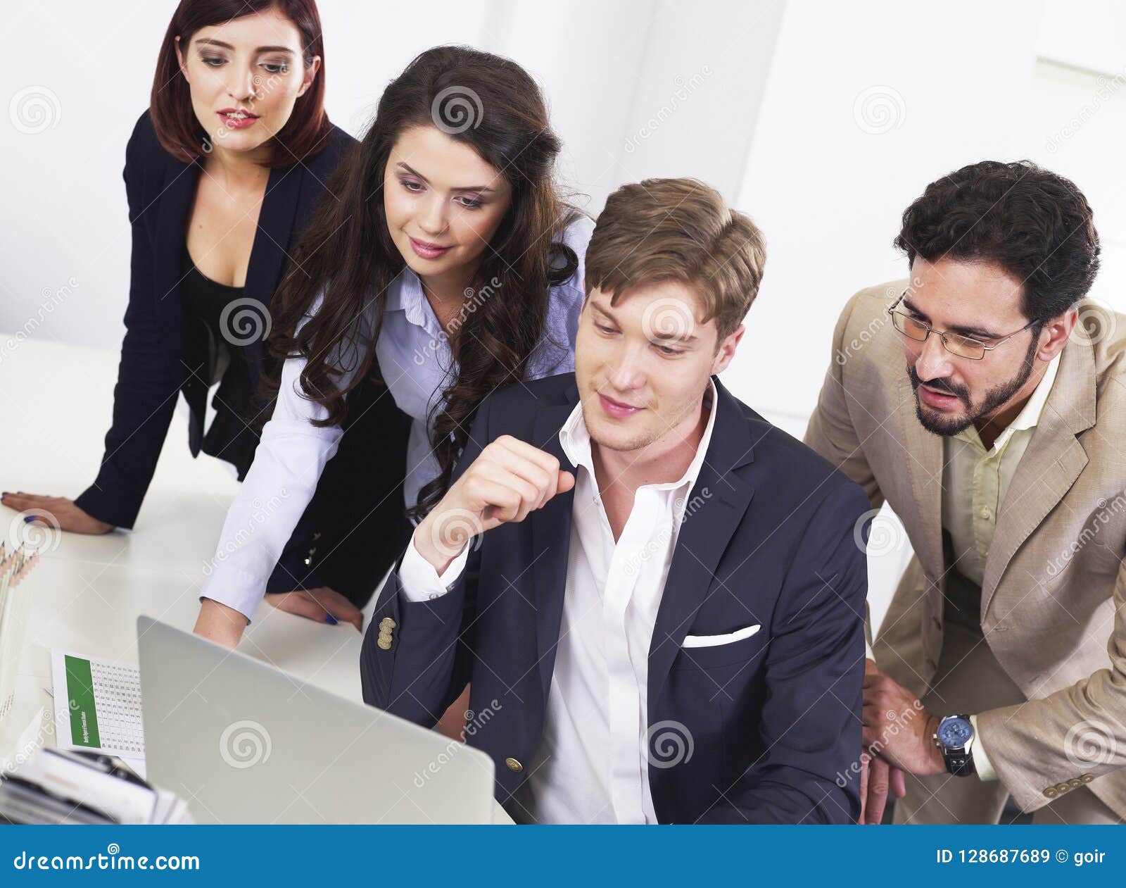 Cheerful Co-workers in Office Stock Image - Image of group, adults ...