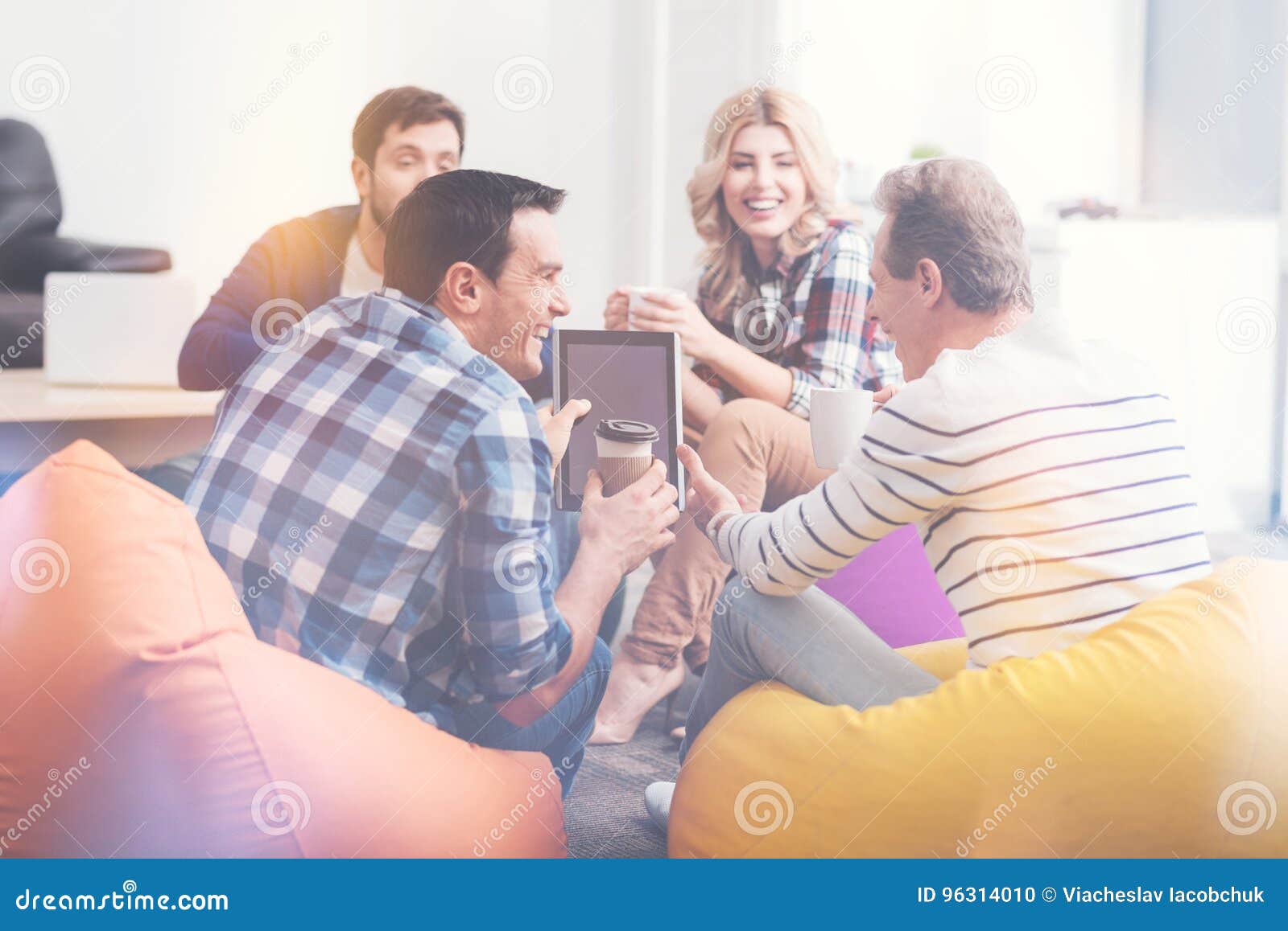 Cheerful Colleagues Having a Break in the Office Stock Photo - Image of ...