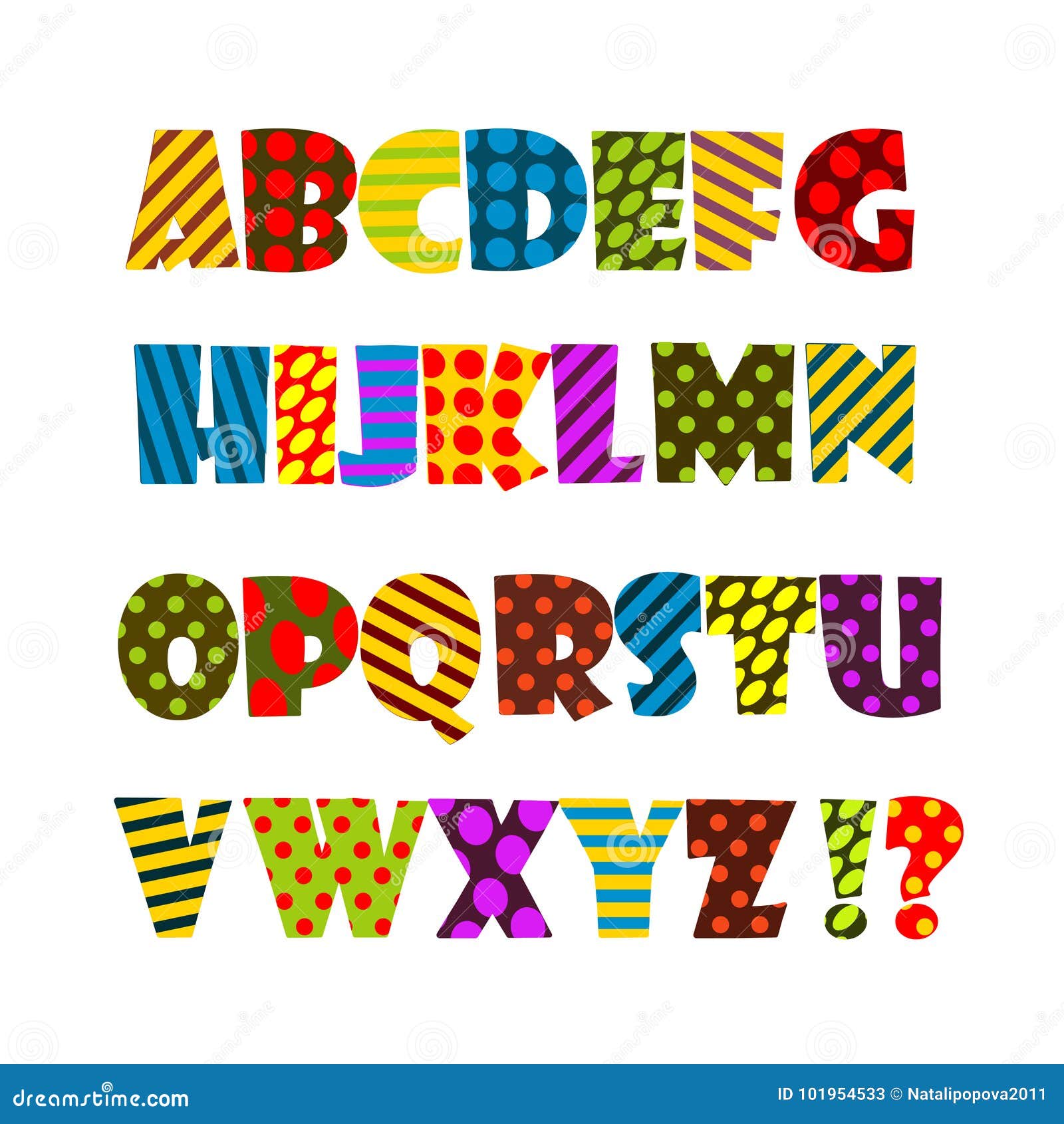Cheerful Colored English Alphabet. Vector Illustration. Set of Letters ...