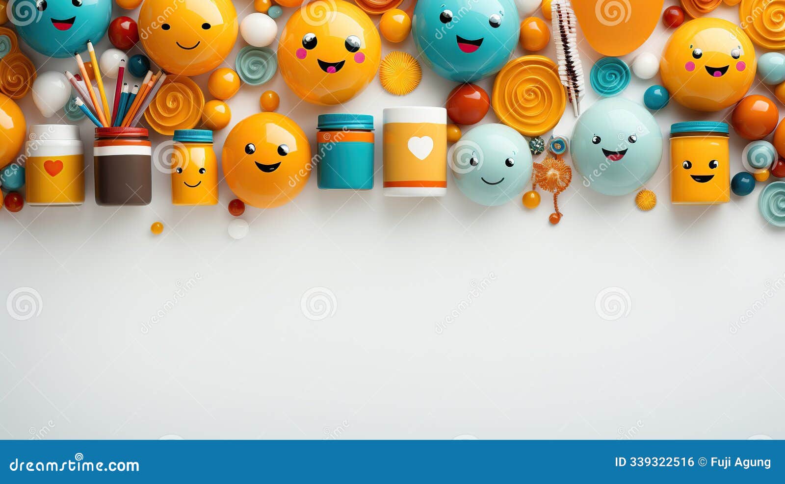 Colorful Smiley Faces and Objects Stock Photo - Image of macro, cyan ...