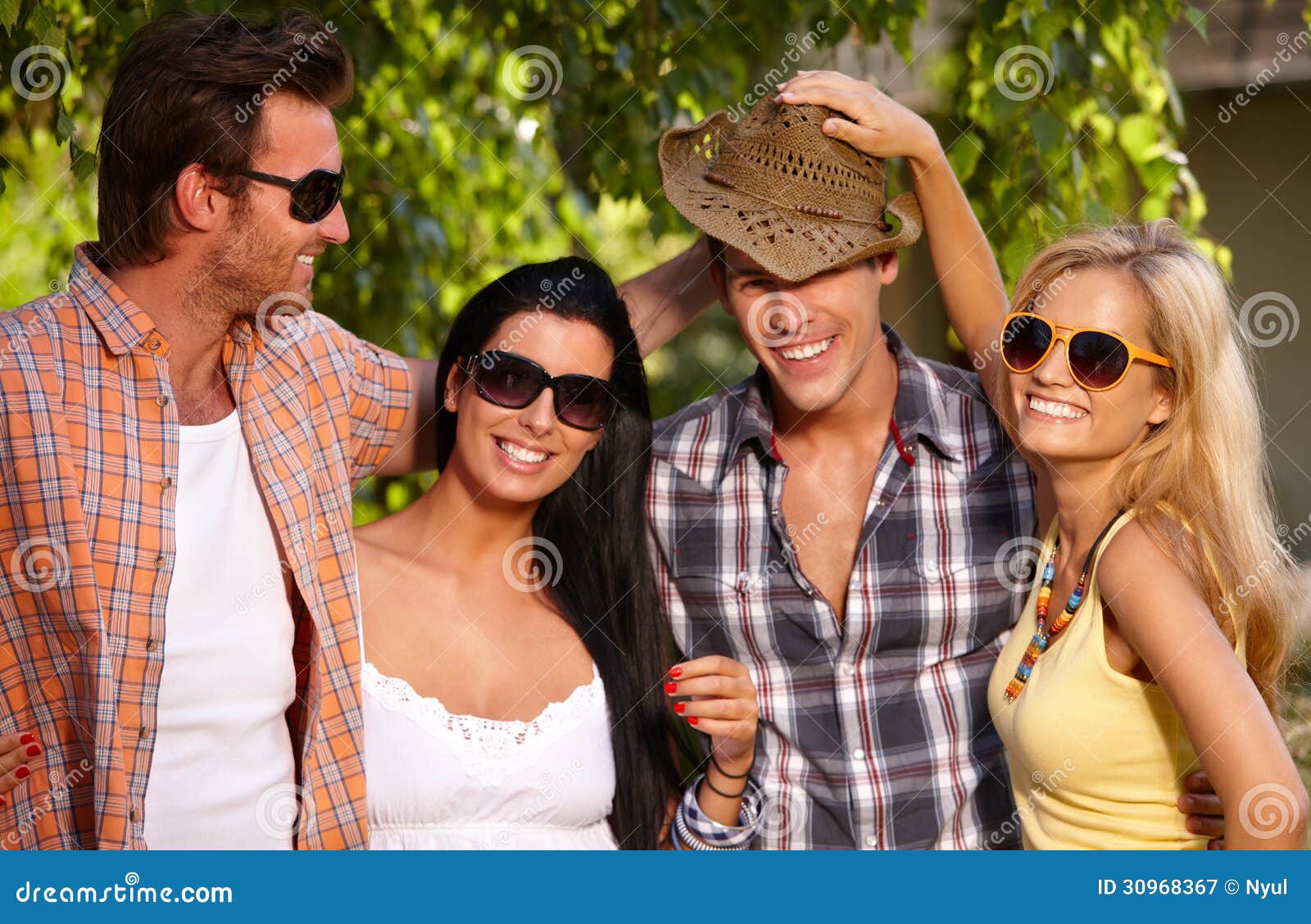 Cheerful Companionship at Summertime Stock Image - Image of enjoying ...