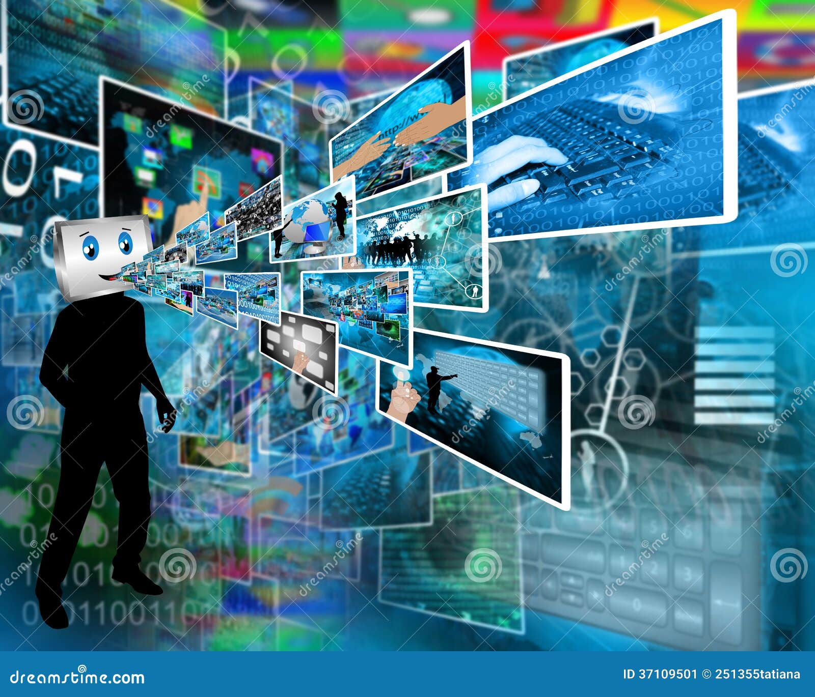 Cheerful computer stock illustration. Illustration of multimedia - 37109501
