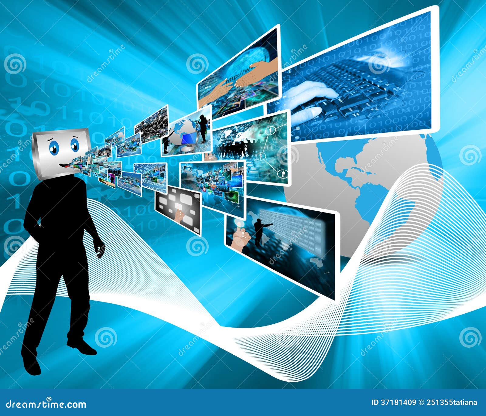 Cheerful computer stock illustration. Illustration of data - 37181409