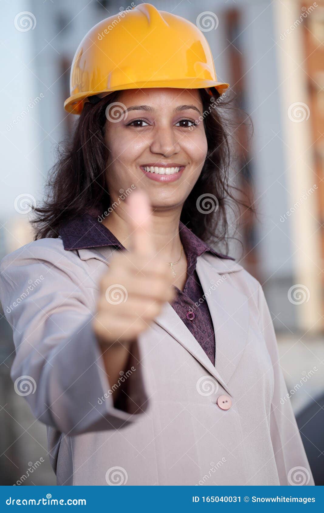 Cheerful Construction Engineer with Thumb Up Gesture Stock Image ...