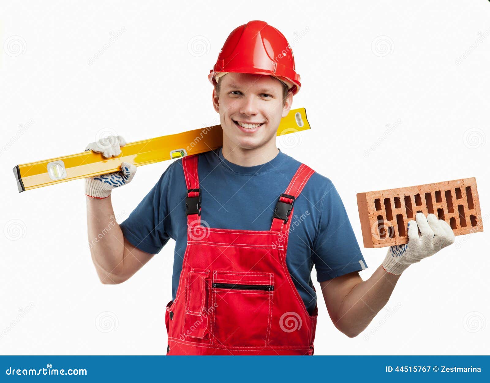 Cheerful Construction Worker in Uniform Stock Image - Image of helmet ...