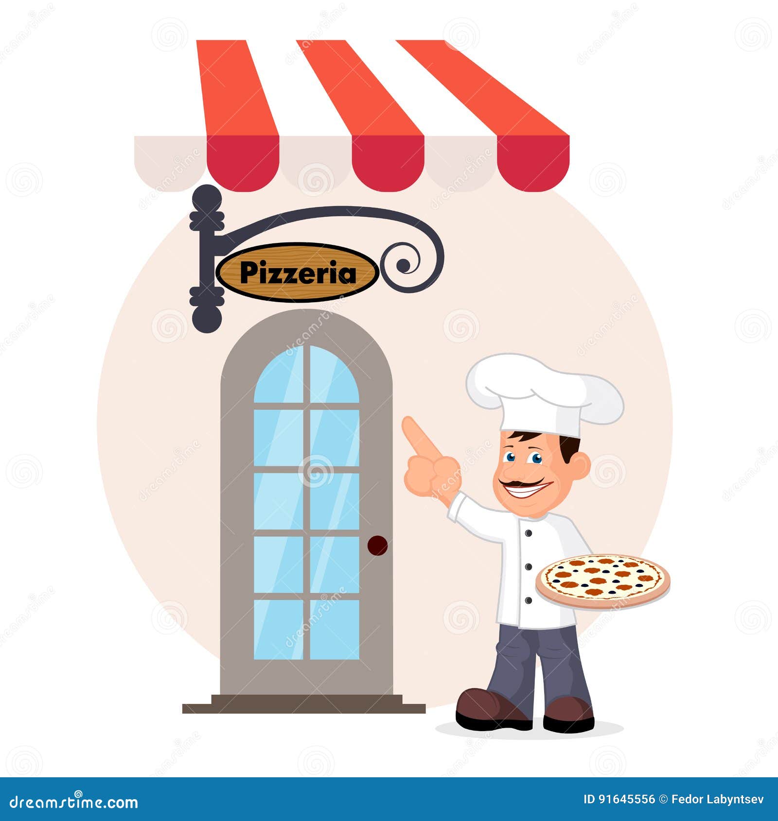 Cheerful Cook Italian Vector Illustration. Stock Vector - Illustration ...
