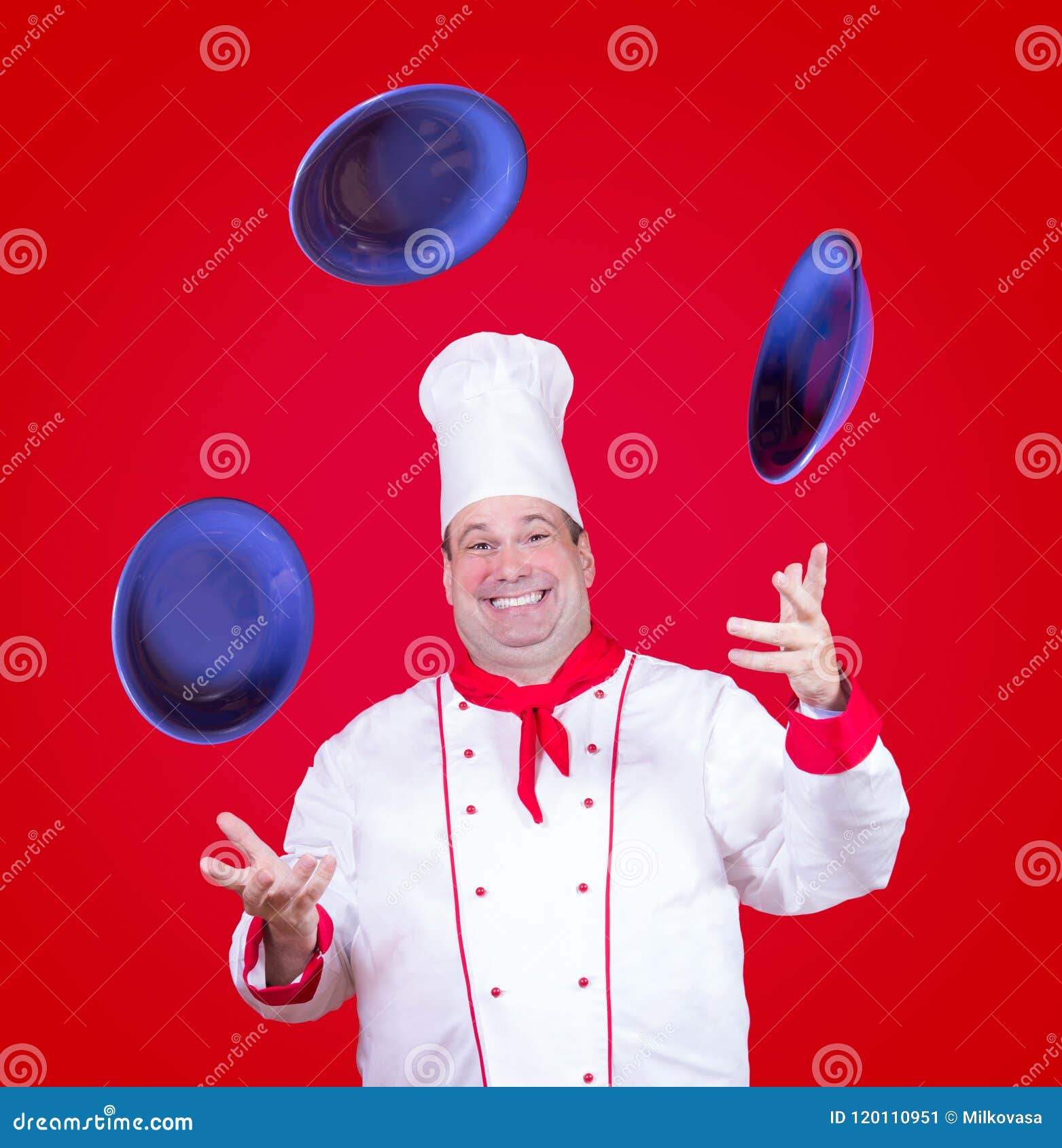 Cheerful Cook Juggle with Ceramic Plate Stock Image - Image of happy ...