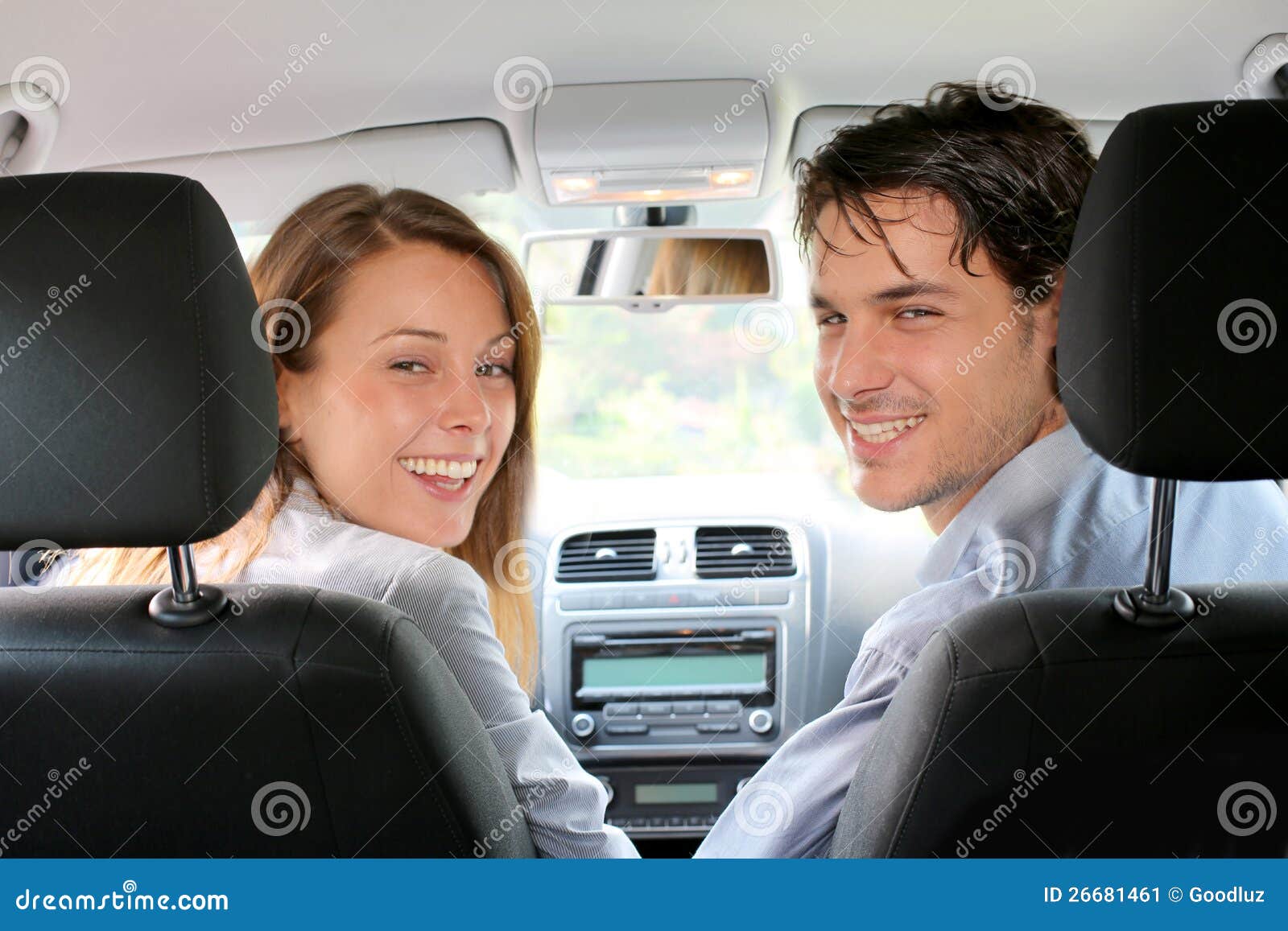 Cheerful Couple Driving Car Stock Image - Image of holidays, seatbelt ...