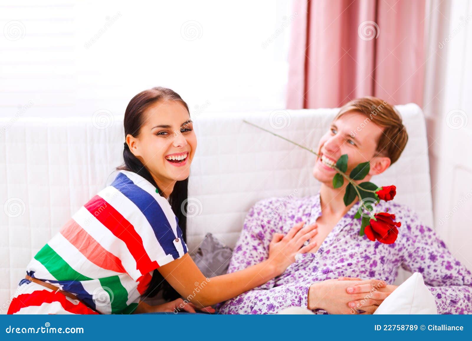 Cheerful Couple Having Fun Time at Home Stock Image - Image of amour ...