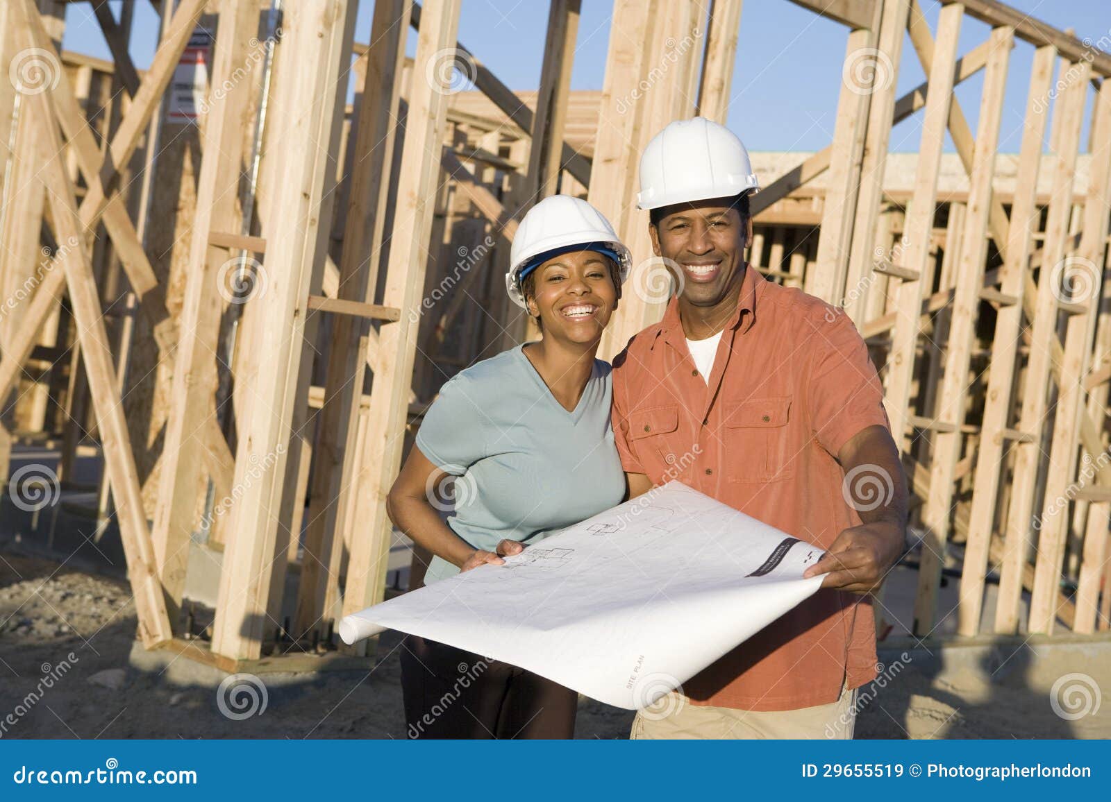Cheerful Couple Holding Blueprint Stock Image - Image of housing ...