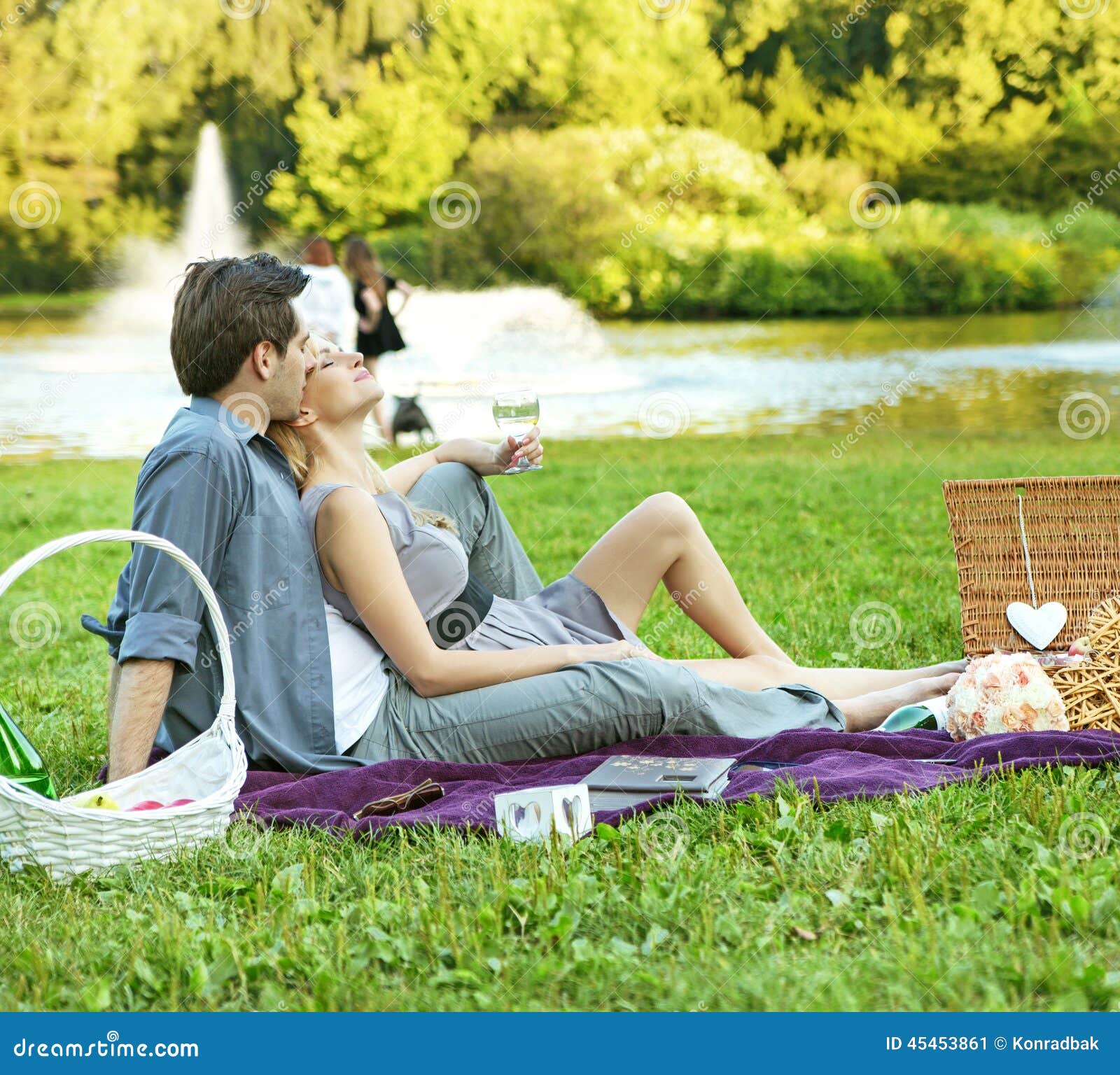 Cheerful Couple Relaxing in the Park Stock Image - Image of joyful ...