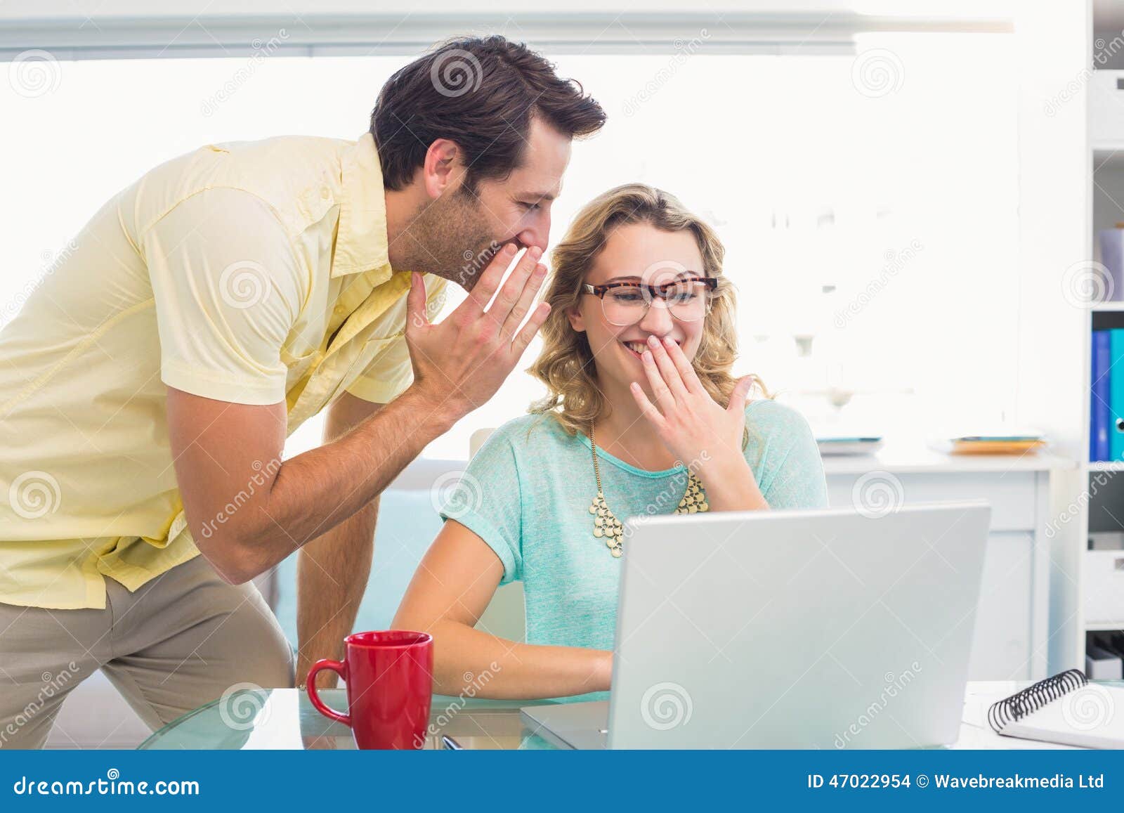 Cheerful Creative Business Laughing while Working Stock Photo - Image ...