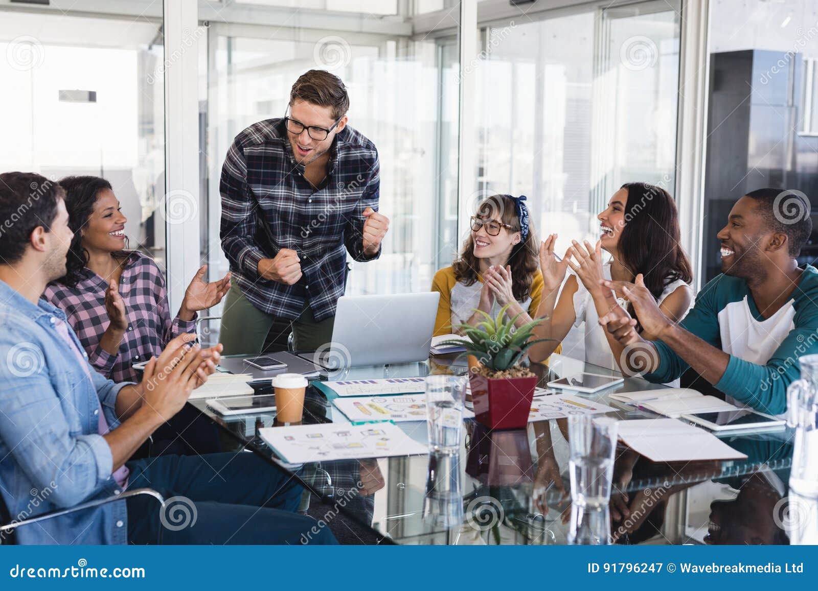 Cheerful Creative Business Team at Office Stock Image - Image of ...