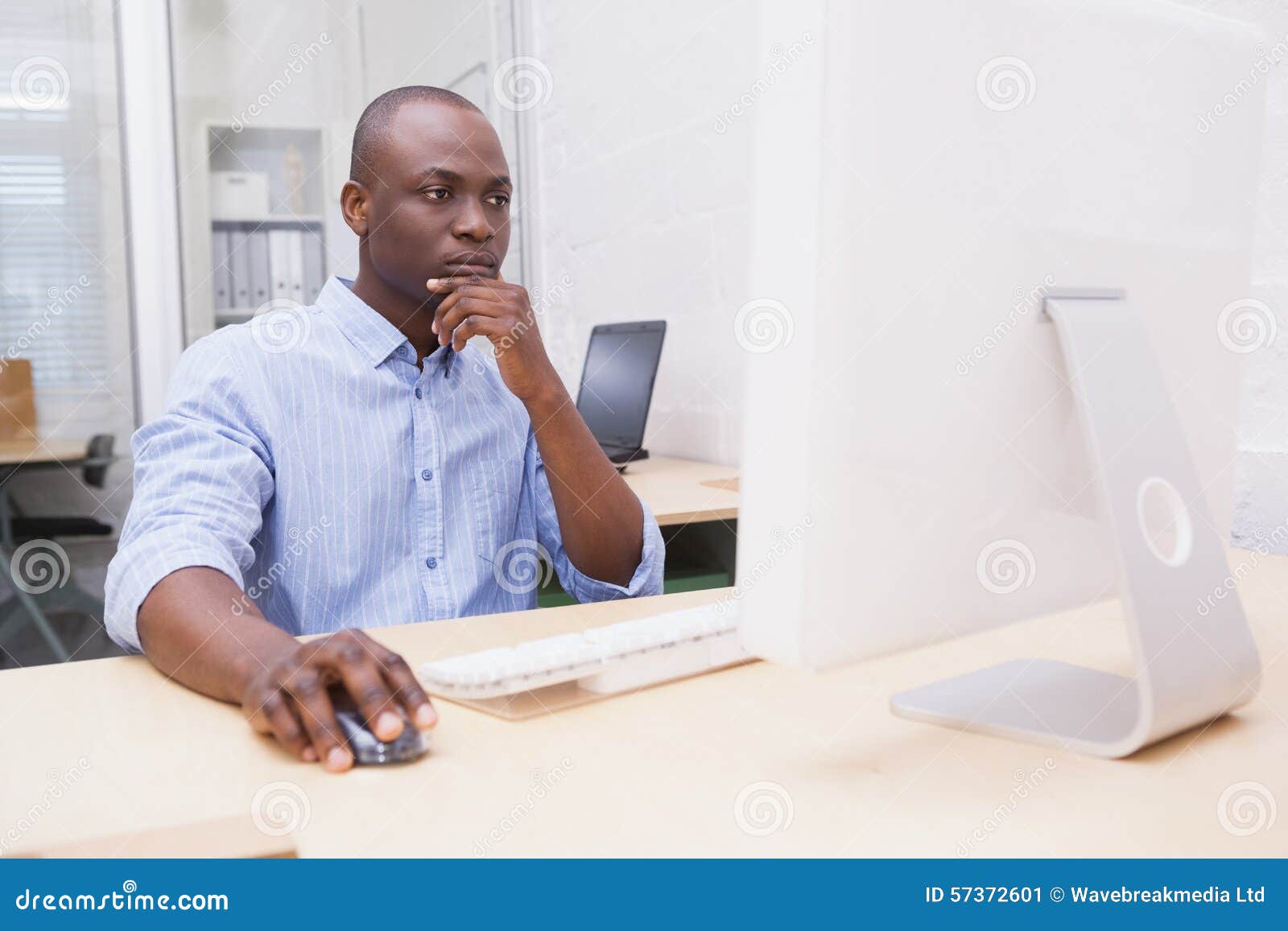 Cheerful Creative Businessman Working on Computer Stock Image - Image ...