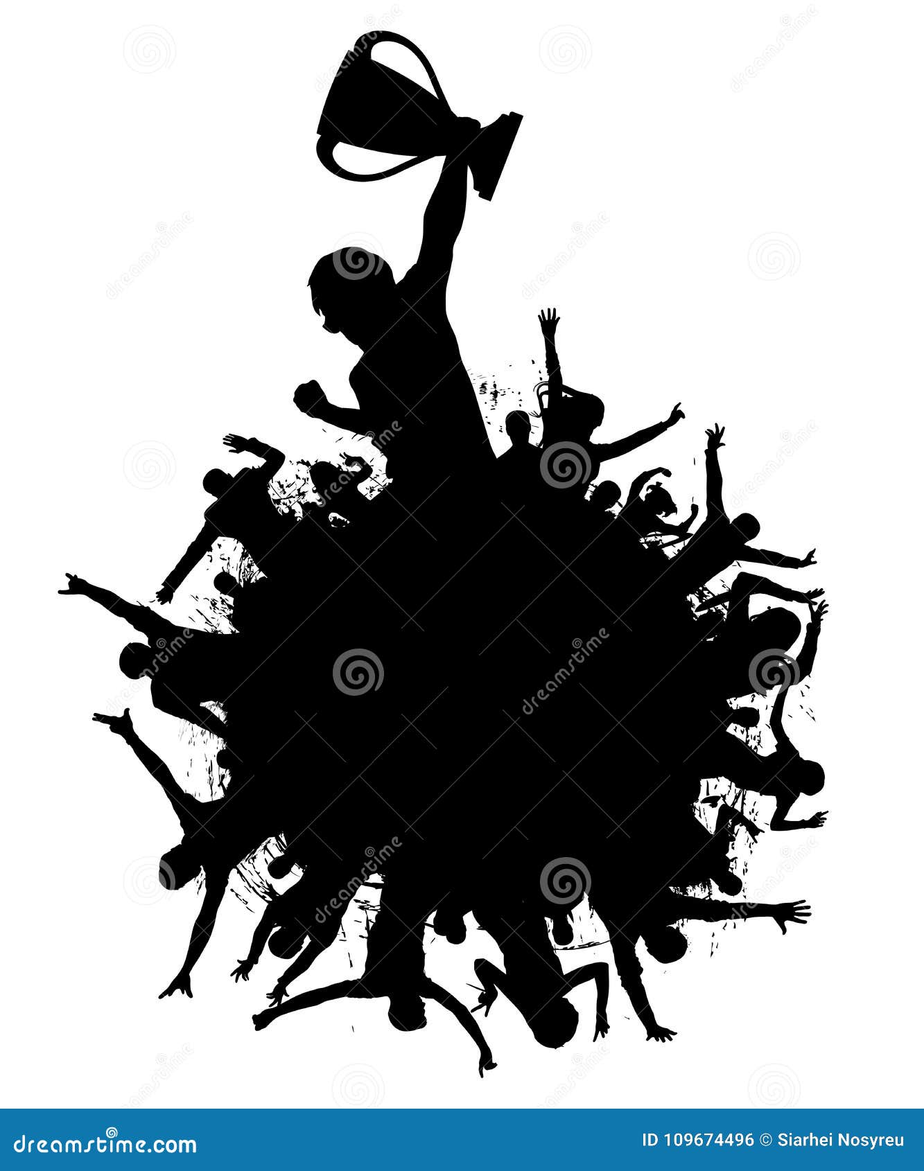 Cheerful Crowd of People Silhouette. Victory in the Sports Championship ... Cheerful Crowd of People Silhouette. Victory in the Sports Championship ...