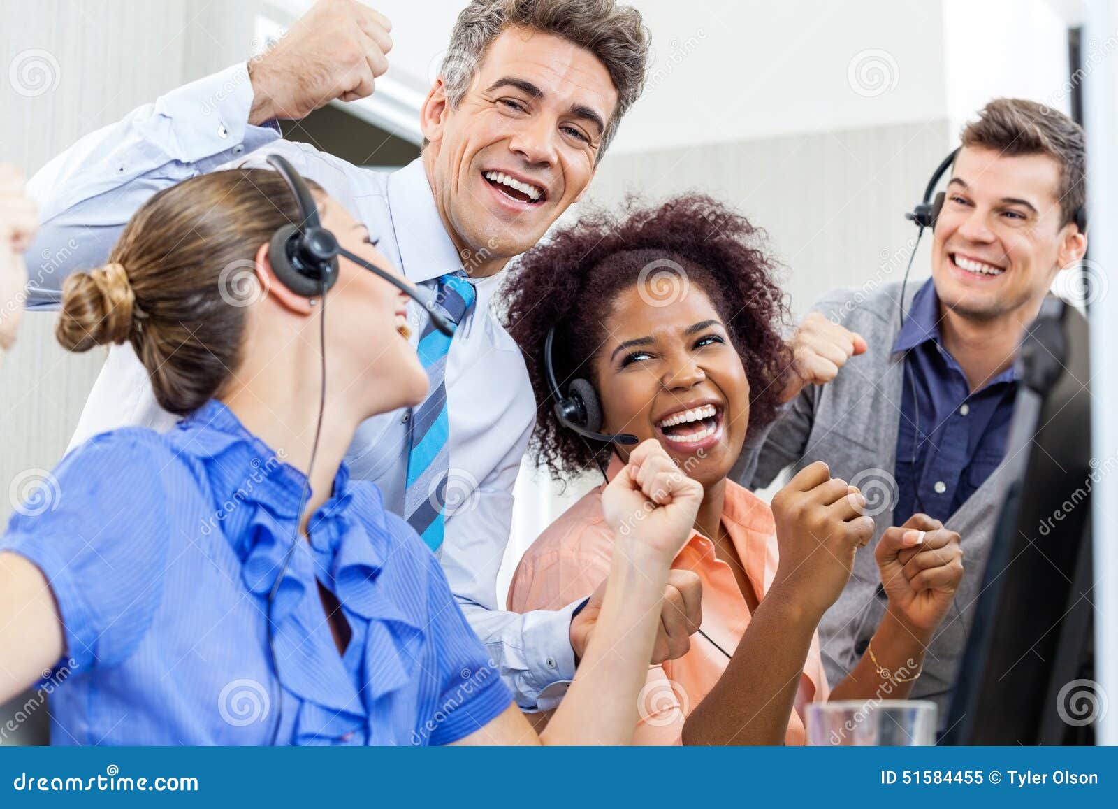 Cheerful Customer Service Representatives and Stock Image - Image of ...