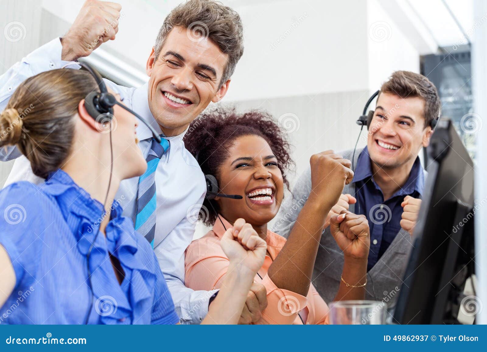 Cheerful Customer Service Representatives and Stock Image - Image of ...