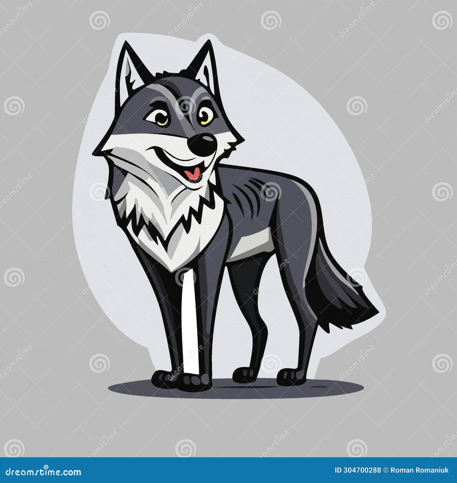 Cheerful Cute Cartoon Little Wolf Vector Illustration Stock ...