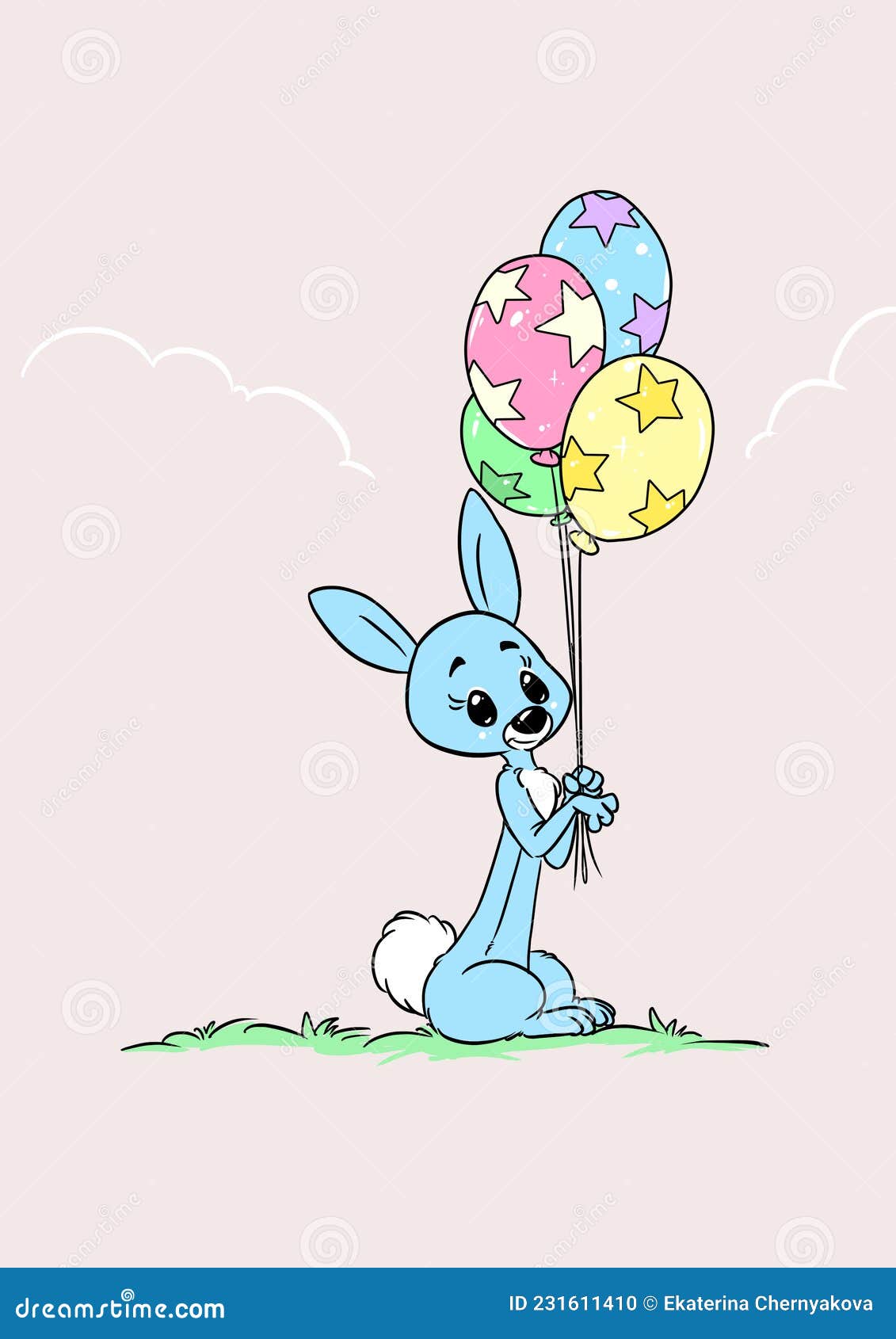 Rabbit With Balloons Vector Illustration | CartoonDealer.com #17088190